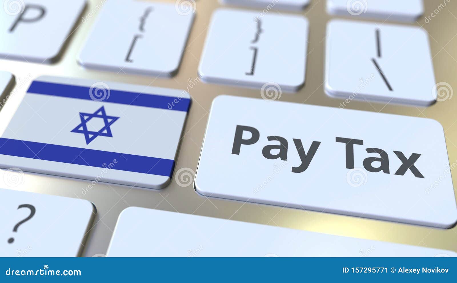 PAY TAX Text and Flag of Israel on the Buttons on the Computer Keyboard ...