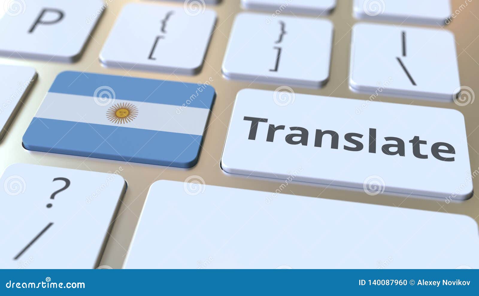TRANSLATE Text and Flag of Argentina on the Buttons on the Computer ...