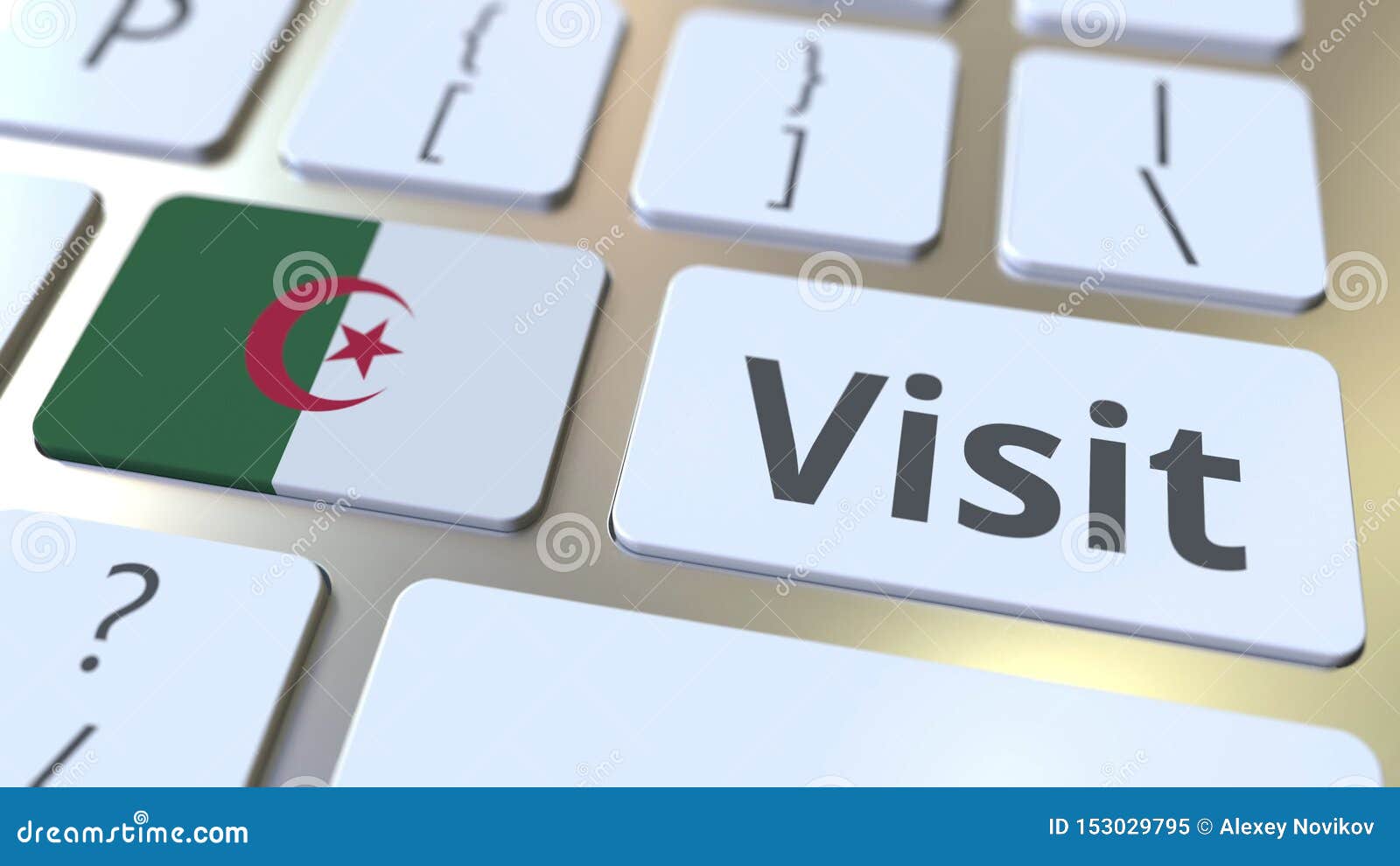 VISIT Text and Flag of Algeria on the Buttons on the Computer Keyboard ...