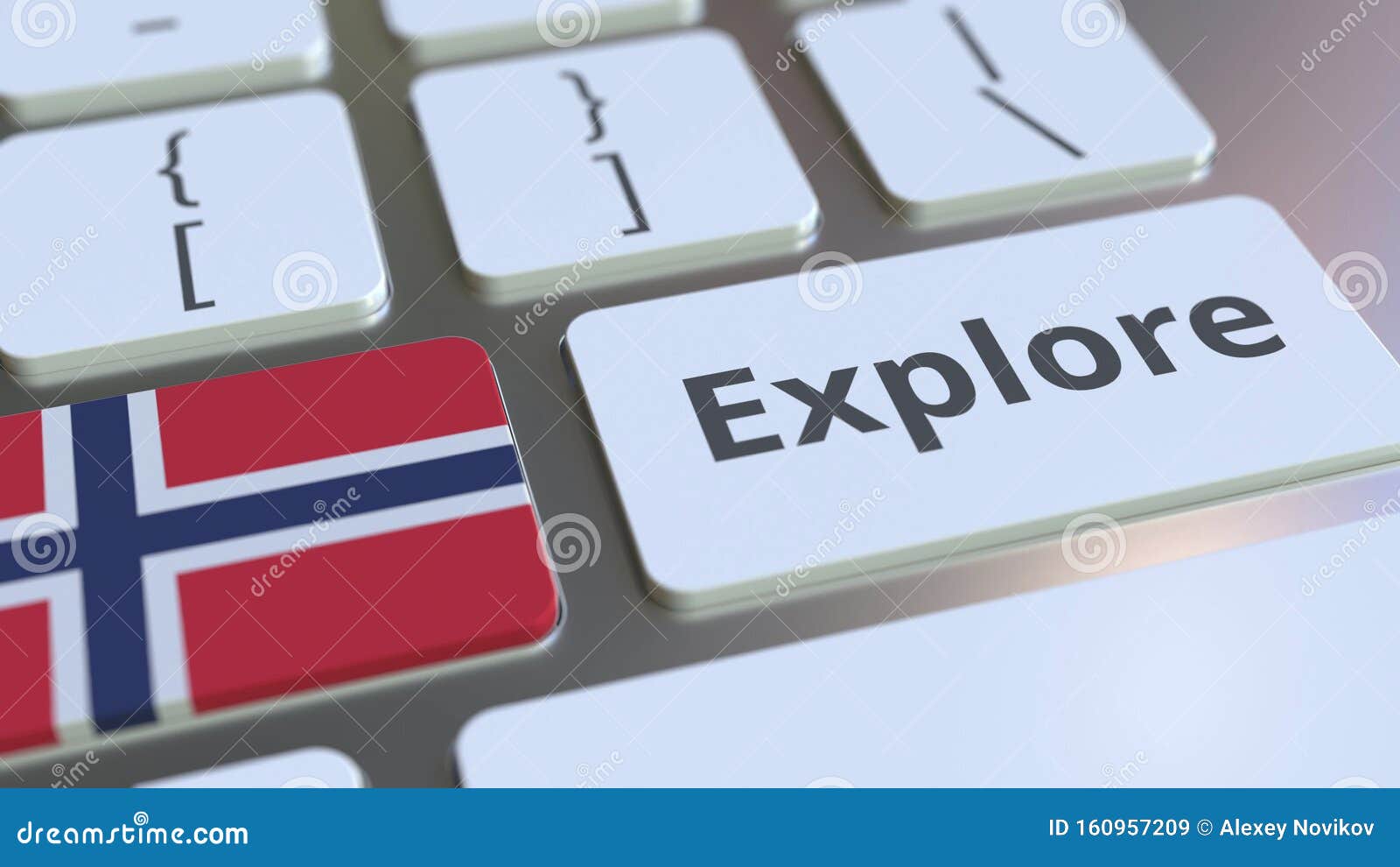 EXPLORE Word and National Flag of Norway on the Buttons of the Keyboard ...