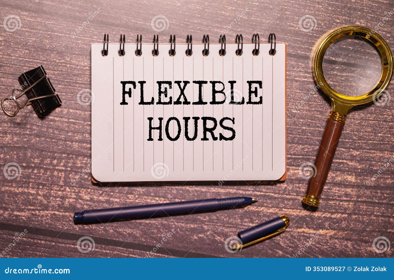 Text FLEXIBLE HOURS on White Paper on Clipboard with Chart and ...