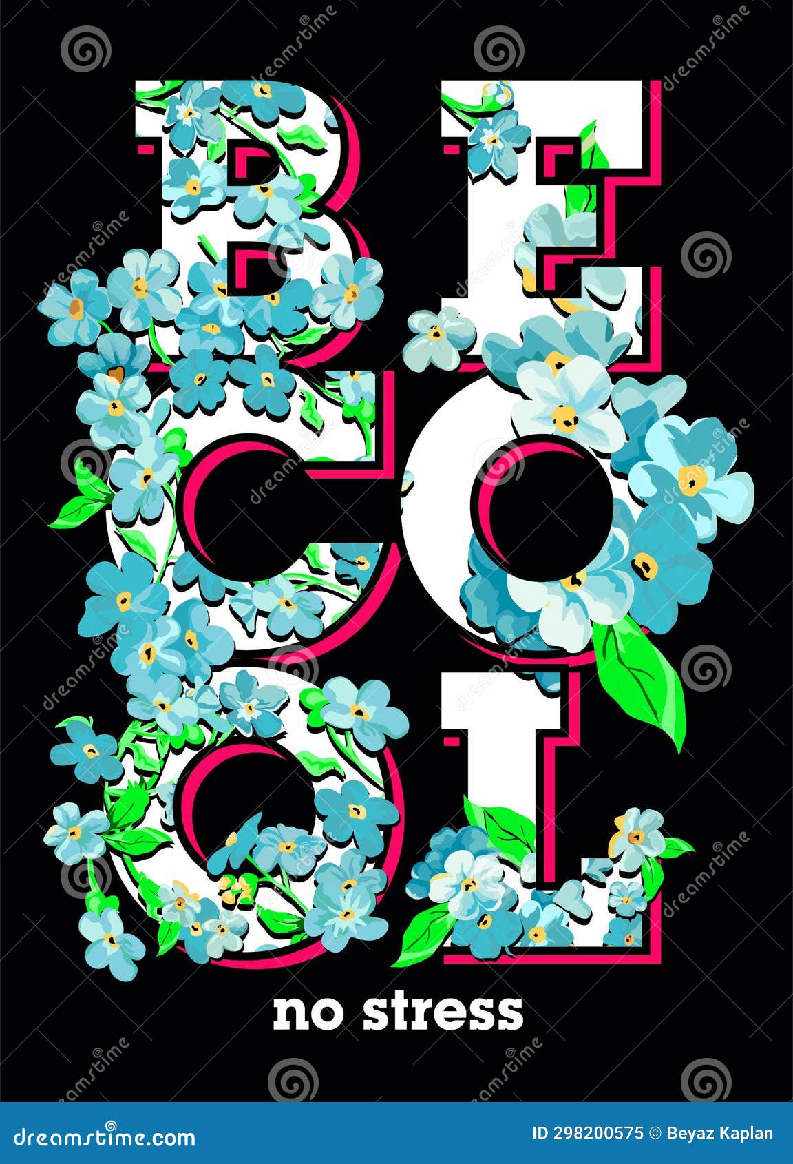 Text and flower vector art stock illustration. Illustration of textile ...