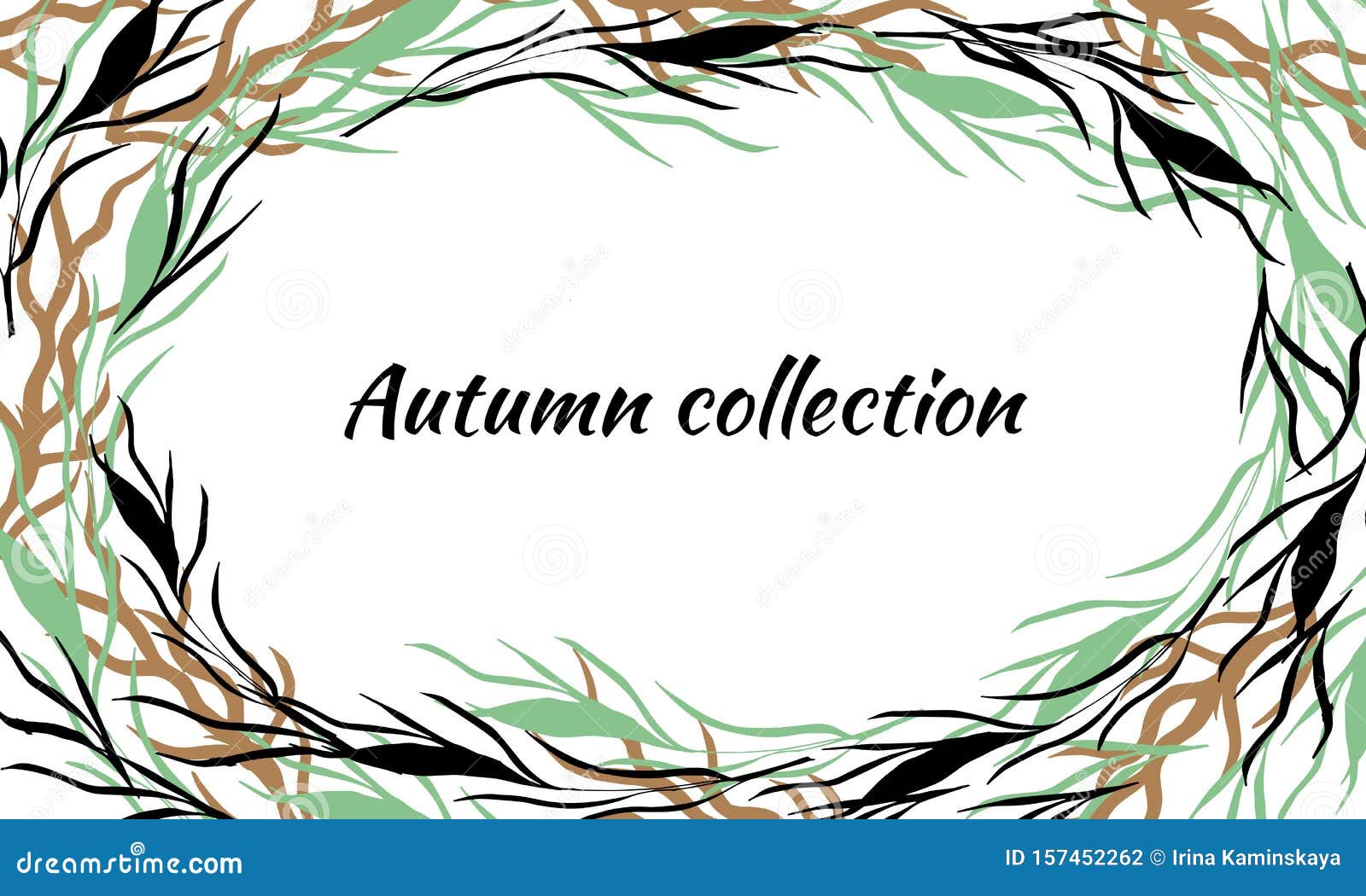 Text Frame with Autumn Plants. Pattern for Decoration from Grass and ...