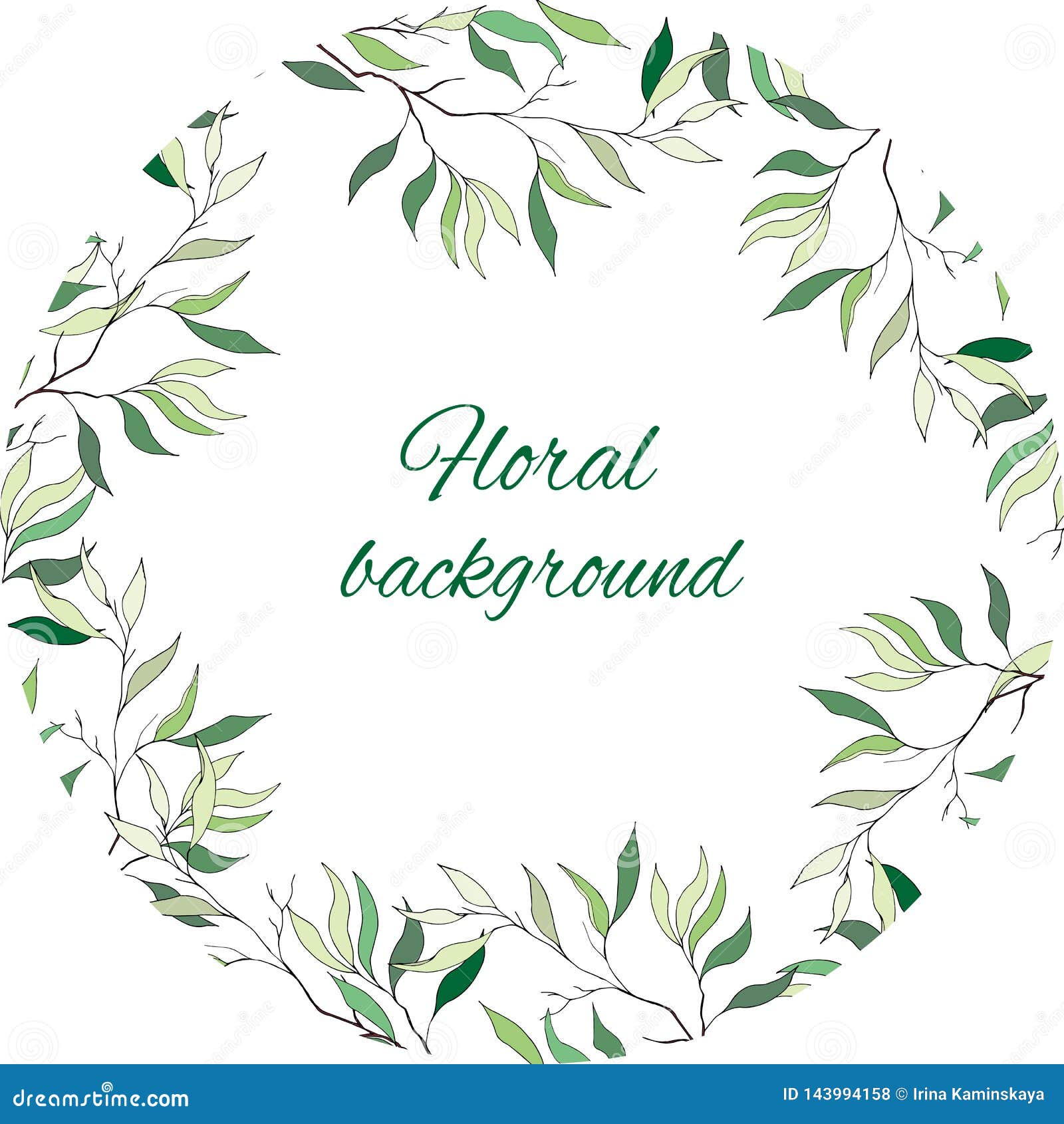 Text Frame with Delicate Green Leaves. Template for Greetings ...