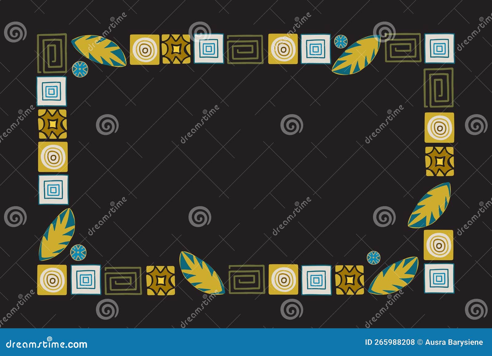 Text Frame Hand Drawn Template. Decorative Border with Folk or Ethnic ...