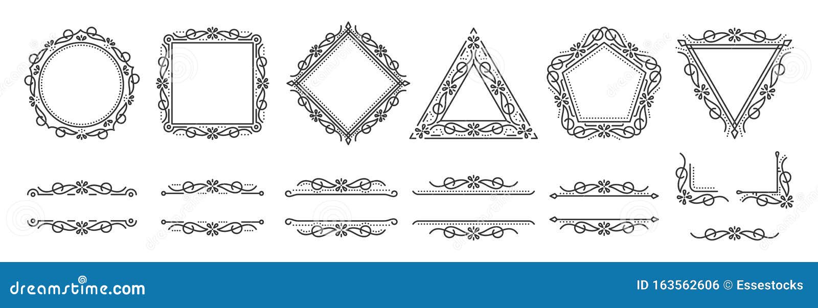 Text Frame Monogram Devider Corner Art Vector Set Stock Vector ...