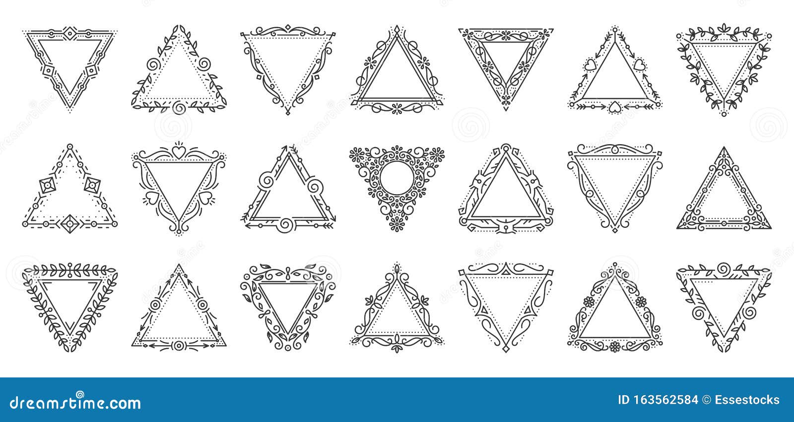 Text Frame Monogram Triangle Art Banner Vector Set Stock Vector ...