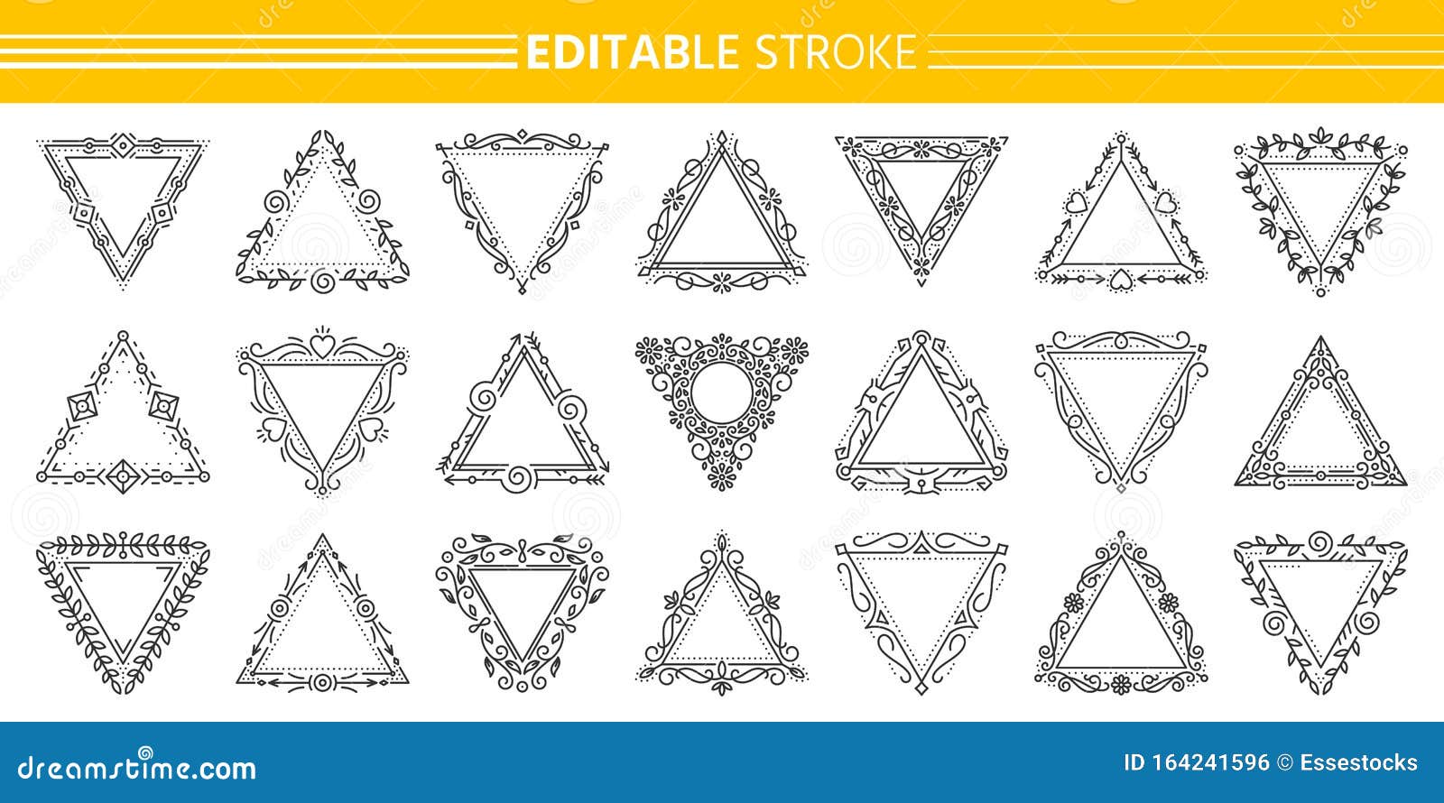 Text Frame Monogram Triangle Art Banner Vector Set Stock Vector ...