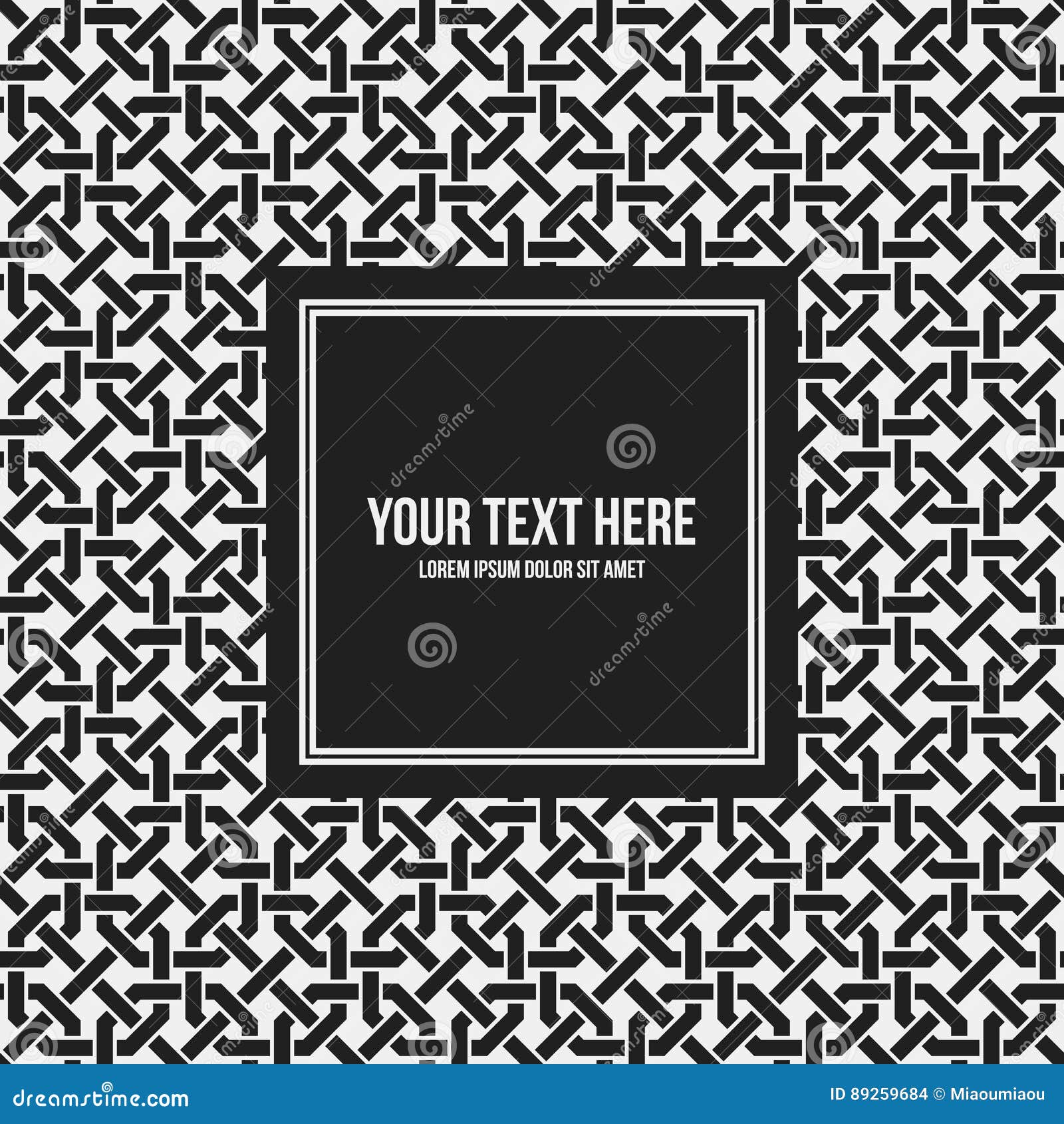Text Frame Template with Monochrome Pattern Stock Vector - Illustration ...