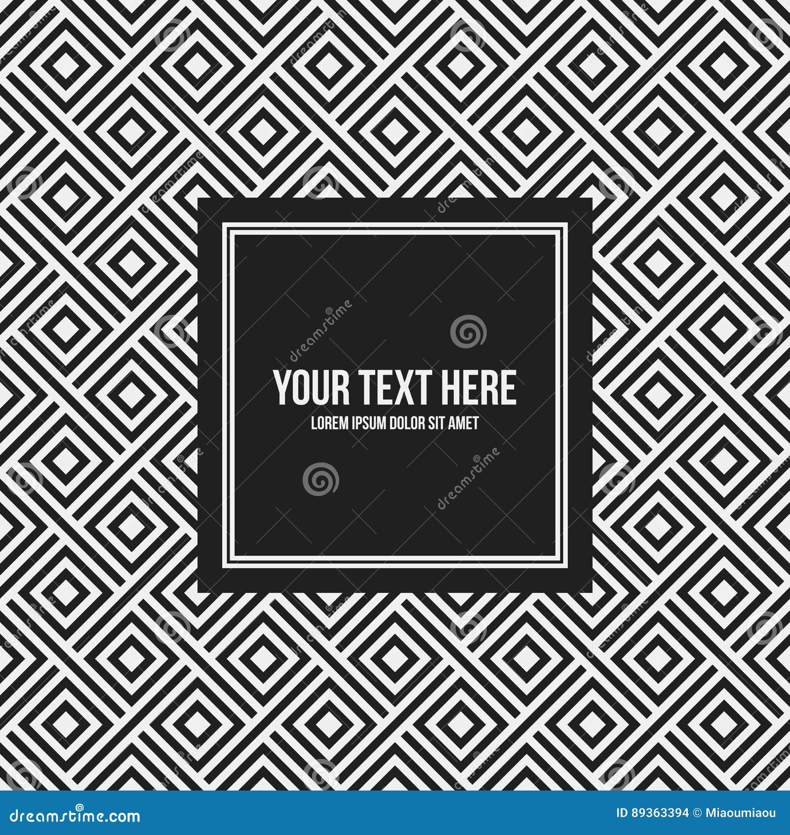 Text Frame Template with Monochrome Pattern Stock Vector - Illustration ...