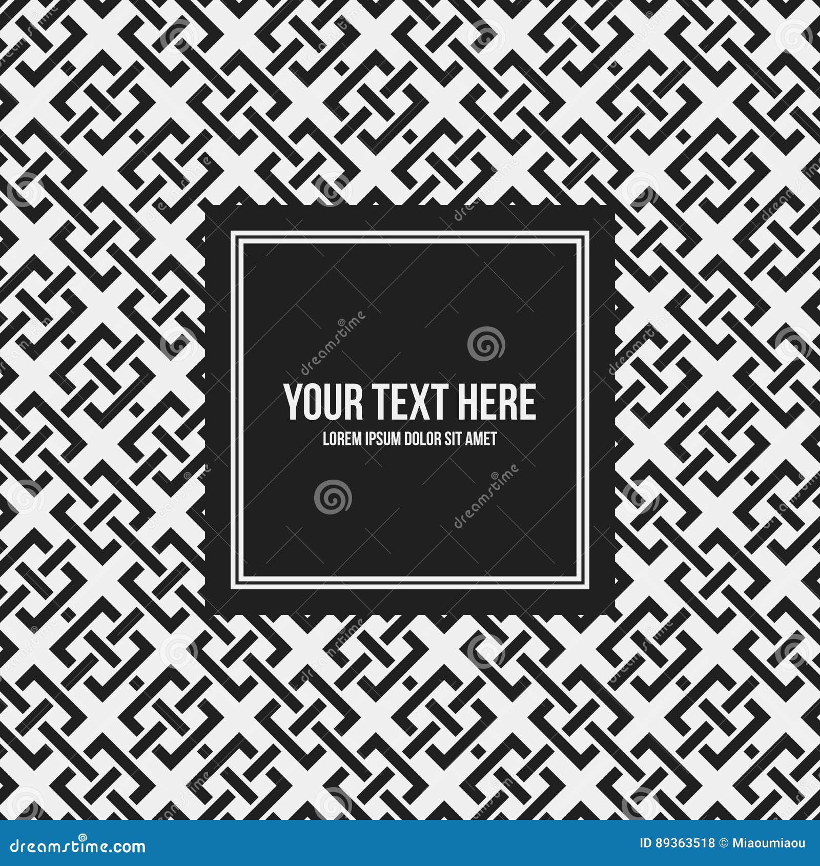 Text Frame Template with Monochrome Pattern Stock Vector - Illustration ...