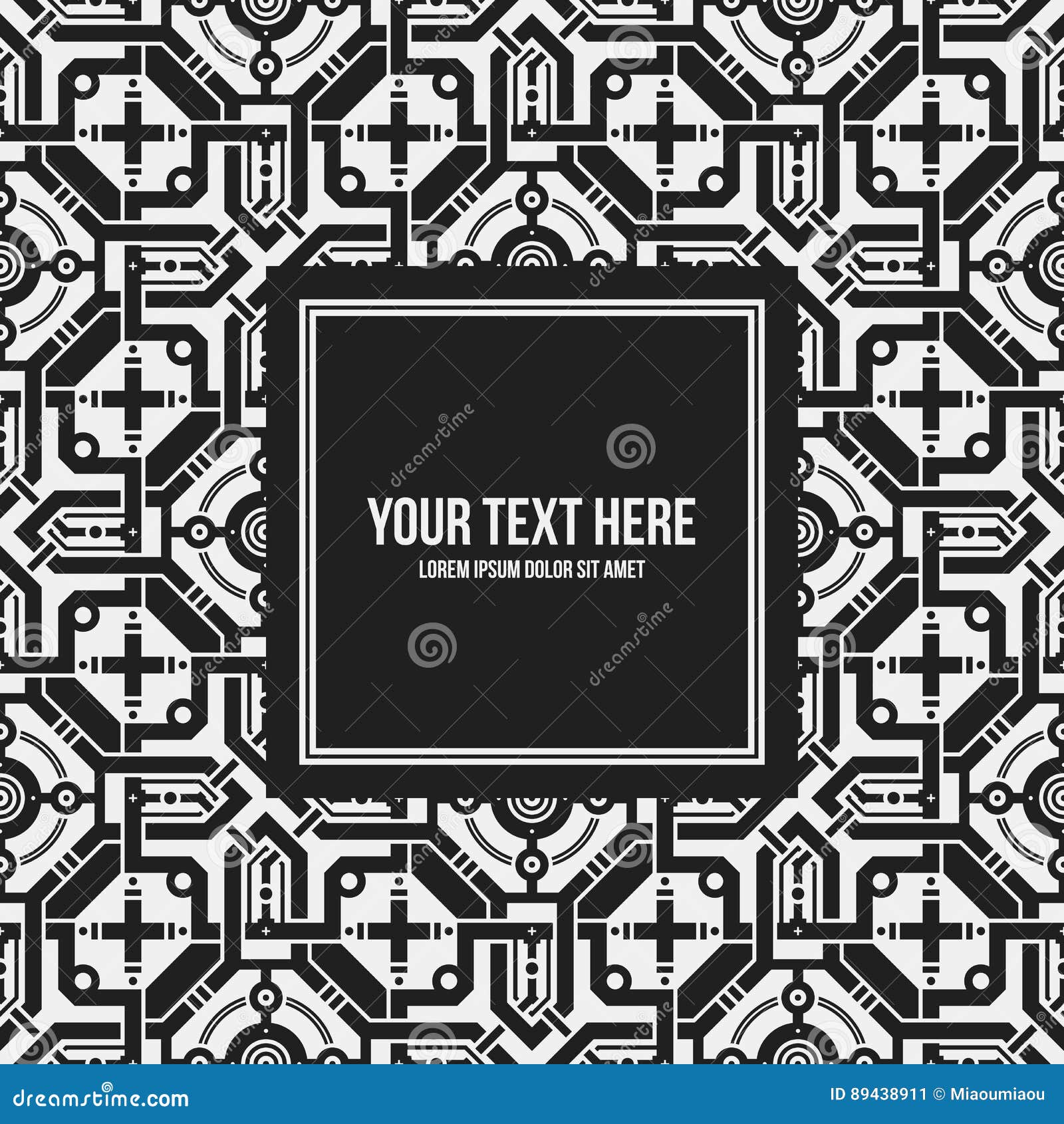 Text Frame Template with Monochrome Pattern Stock Vector - Illustration ...