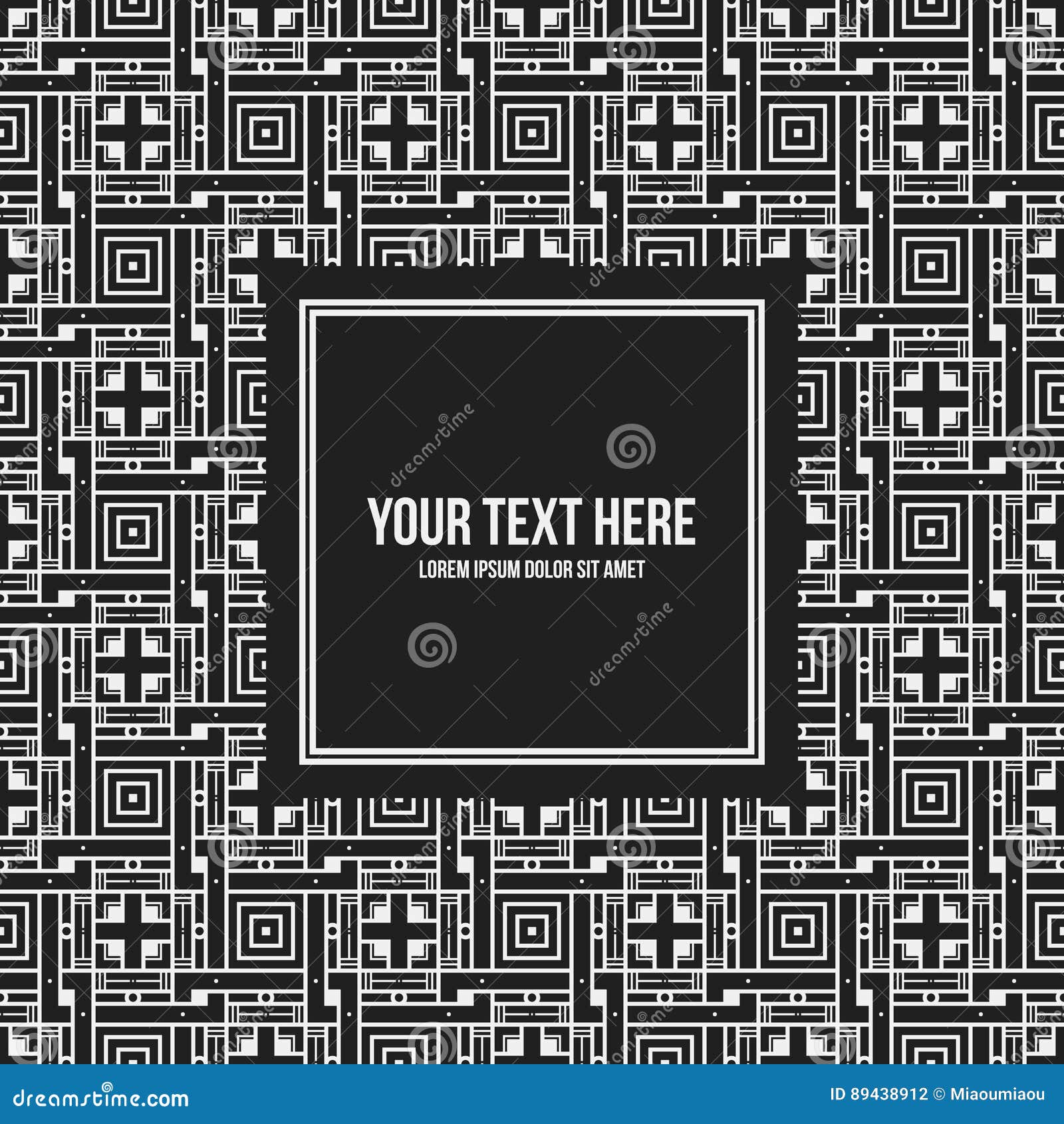 Text Frame Template with Monochrome Pattern Stock Vector - Illustration ...