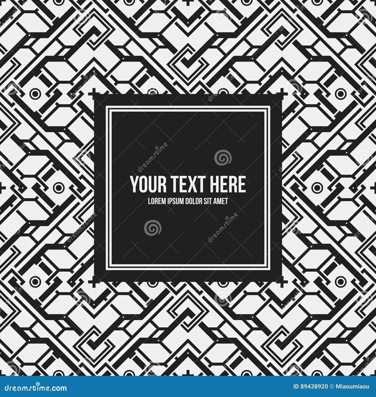 Text Frame Template with Monochrome Pattern Stock Vector - Illustration ...