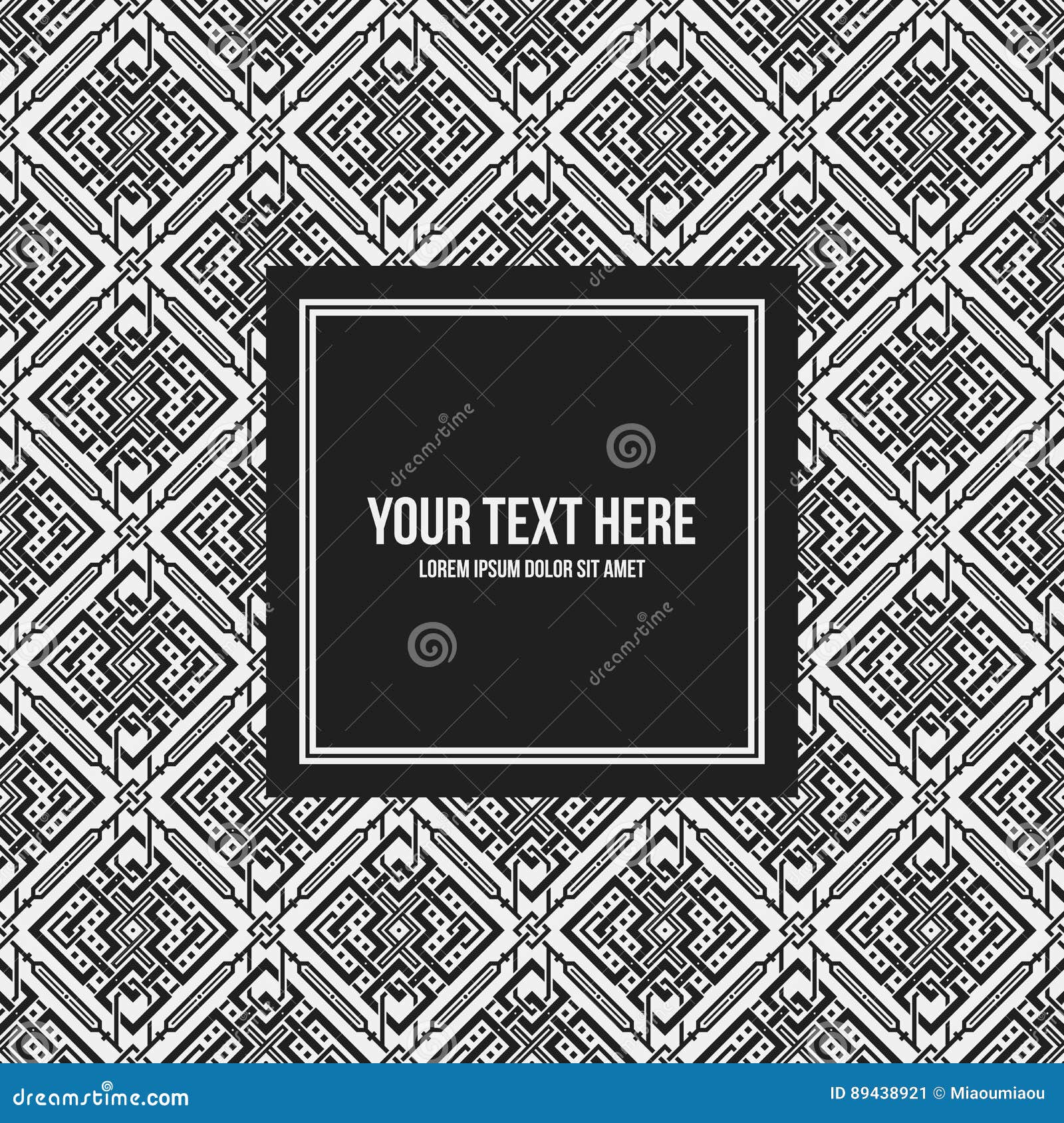 Text Frame Template with Monochrome Pattern Stock Vector - Illustration ...