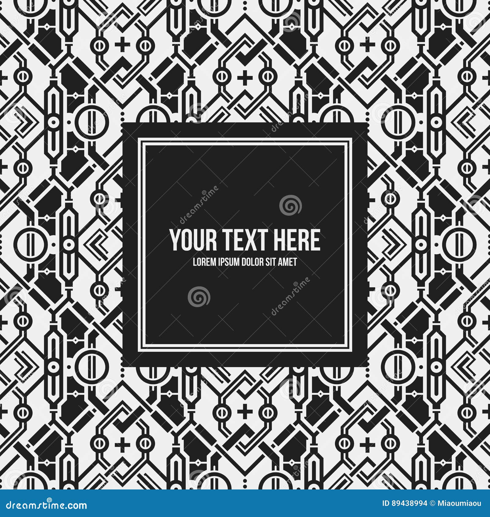 Text Frame Template with Monochrome Pattern Stock Vector - Illustration ...