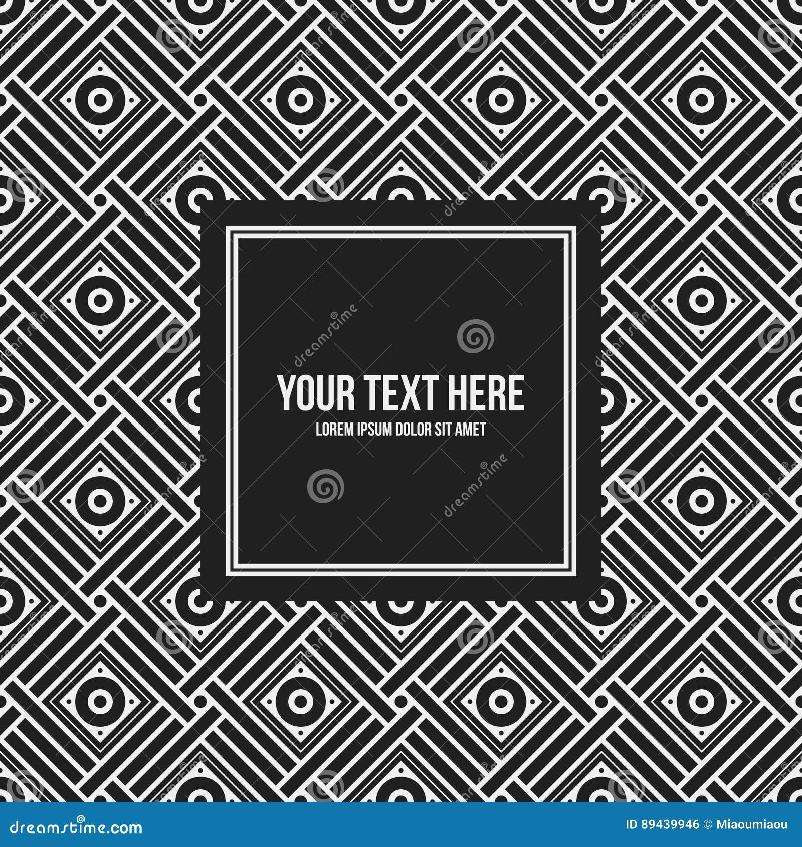 Text Frame Template with Monochrome Pattern Stock Vector - Illustration ...