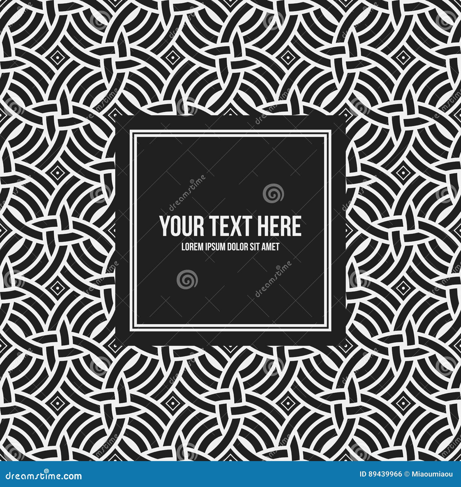 Text Frame Template with Monochrome Pattern Stock Vector - Illustration ...