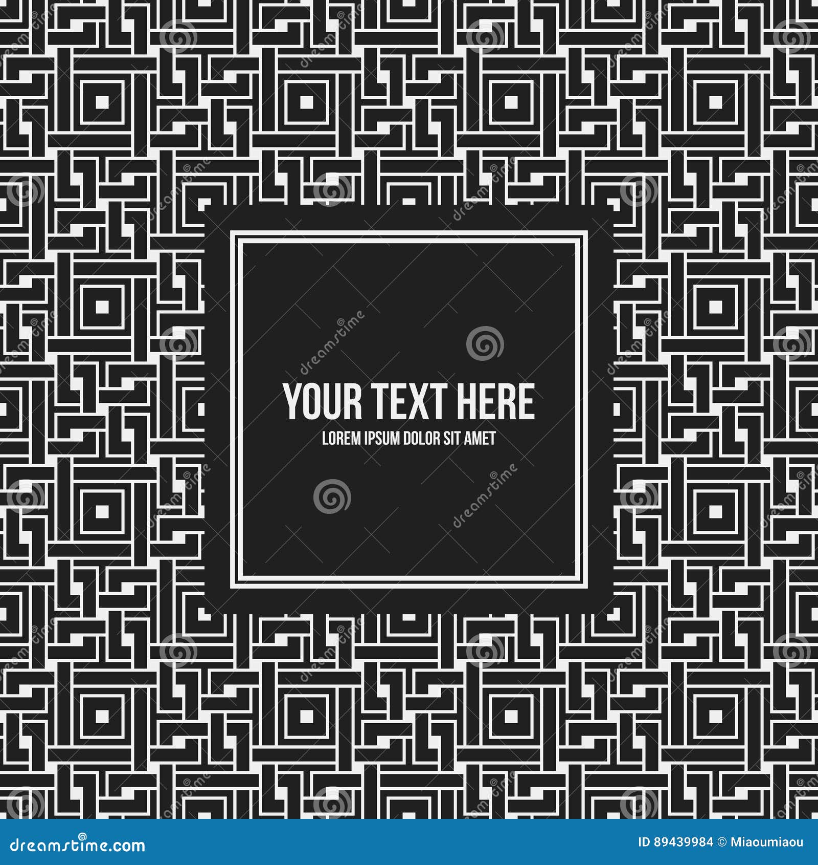 Text Frame Template with Monochrome Pattern Stock Vector - Illustration ...