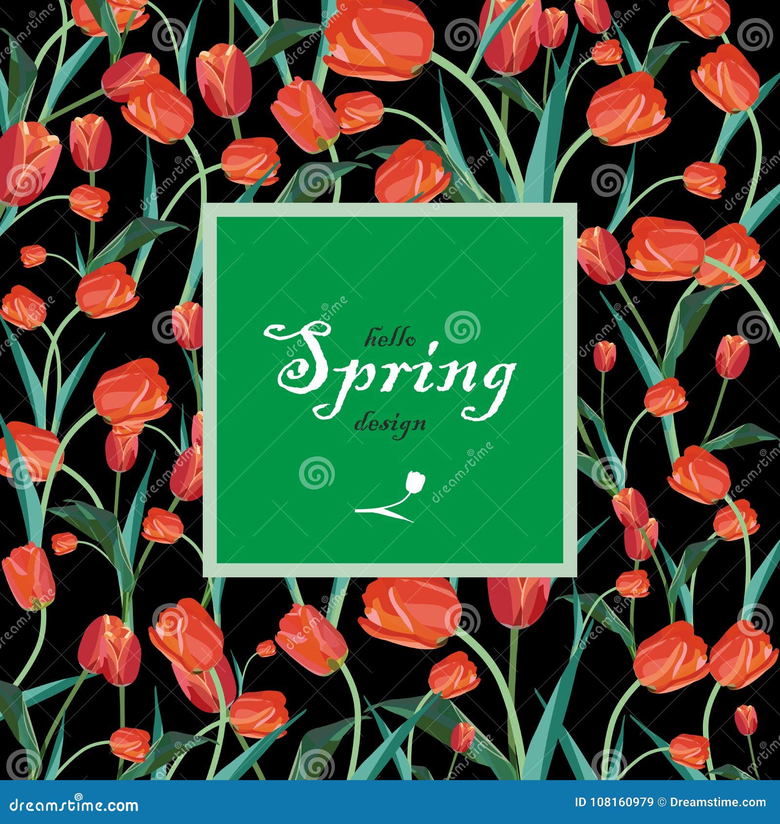 Text Frame Red Spring Tulips and White Lilies of the Valley Stock ...