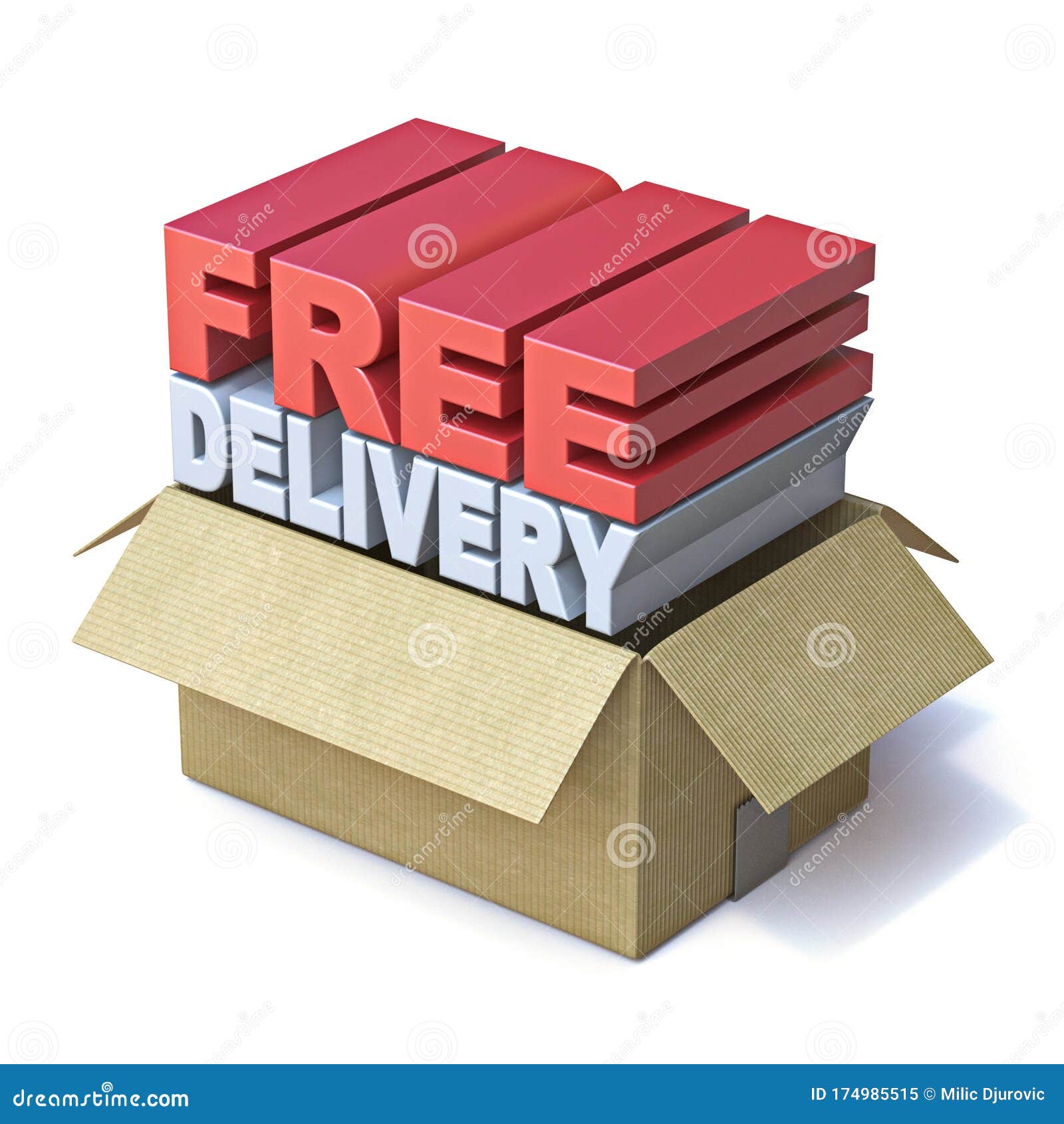 Text FREE DELIVERY in Cardboard Box 3D Stock Illustration ...