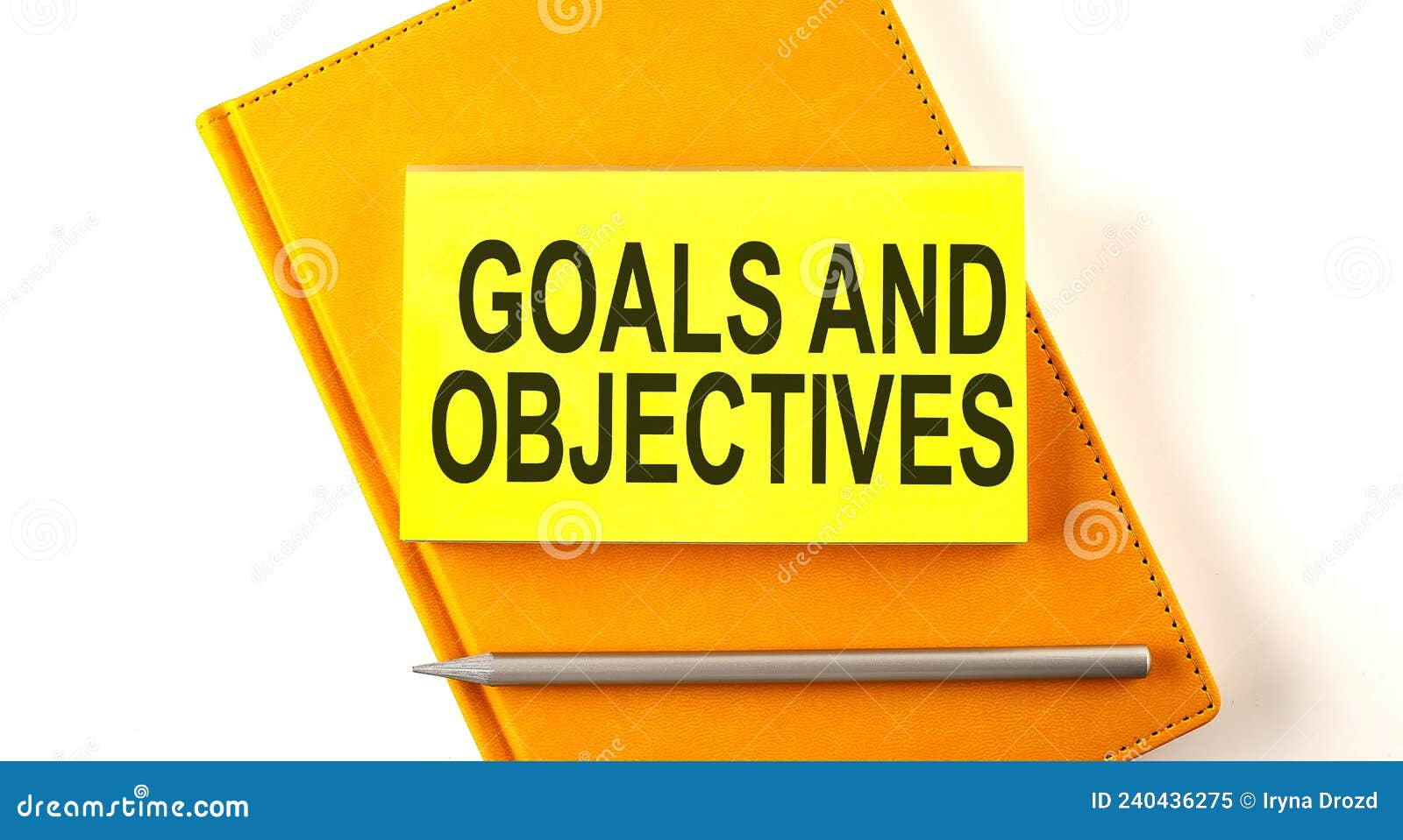 Text GOALS and OBJECTIVES on Sticker on the Yellow Notebook Stock Image ...