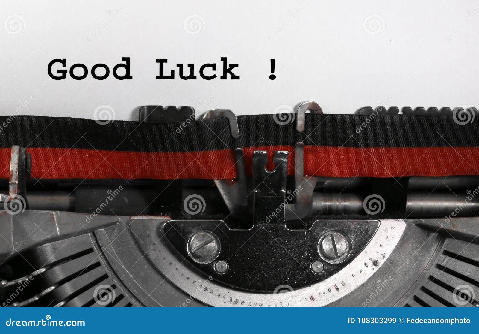 Text Good Luck Written with the Old Typewriter Stock Image - Image of ...