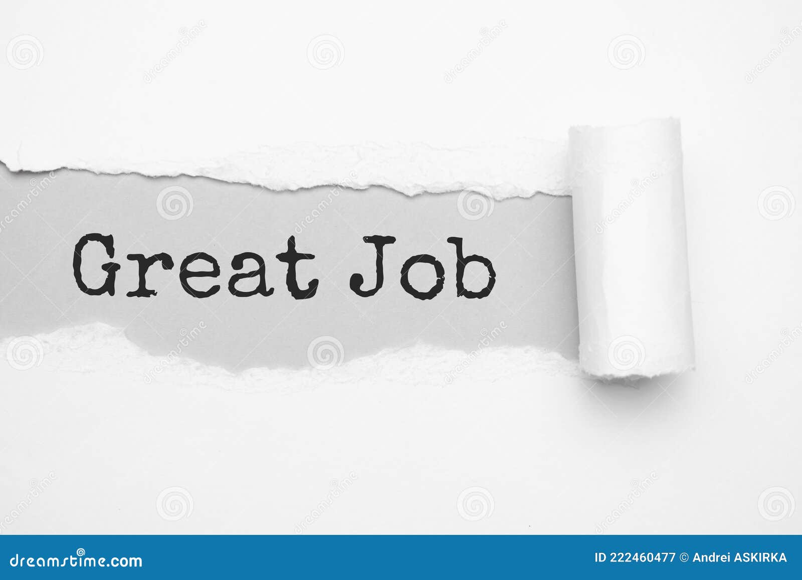 The Text Great Job Appearing Behind Torn Brown Paper Stock Image ...