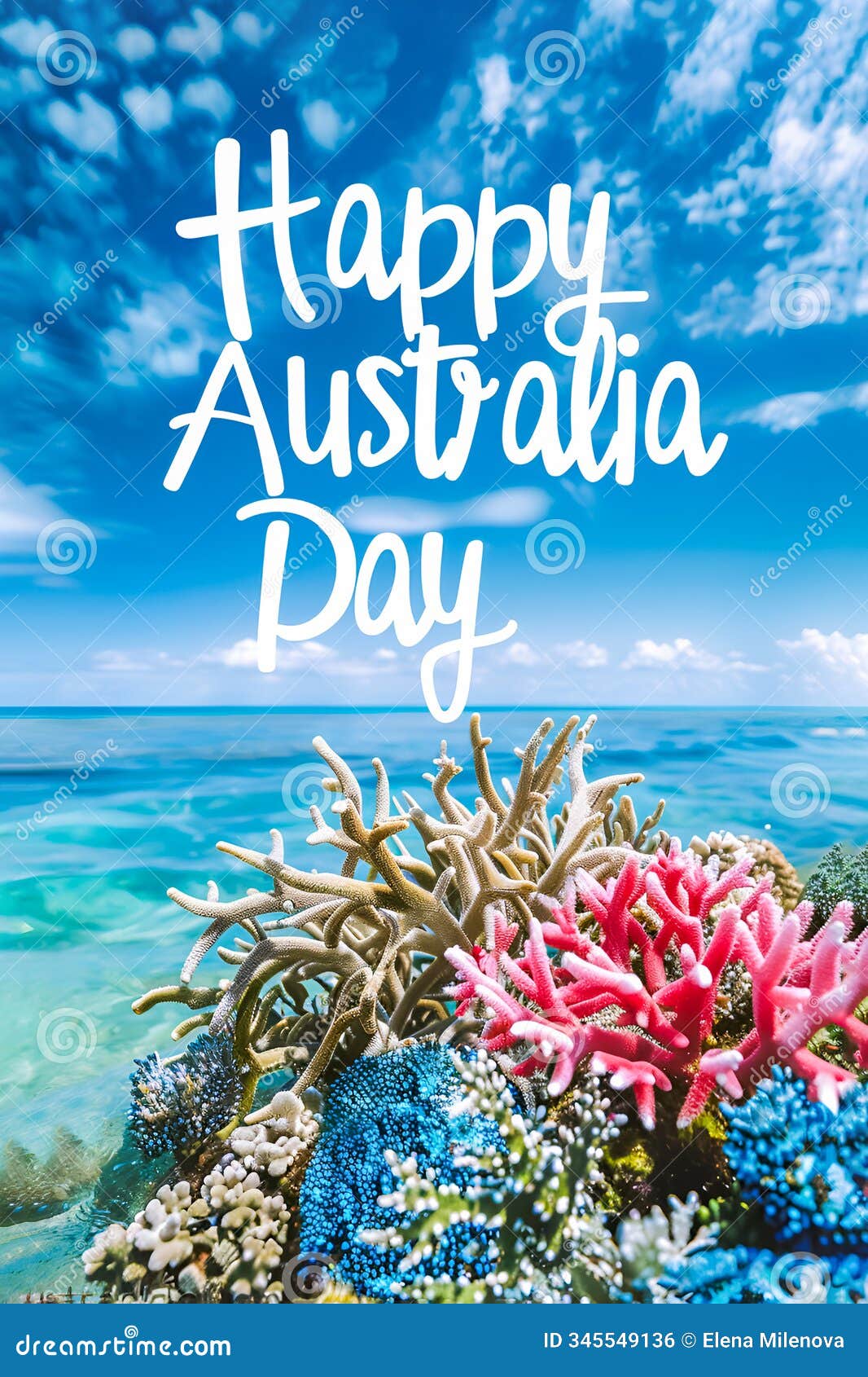 Text Australia Day on Ocean Background Stock Photo - Image of message ...