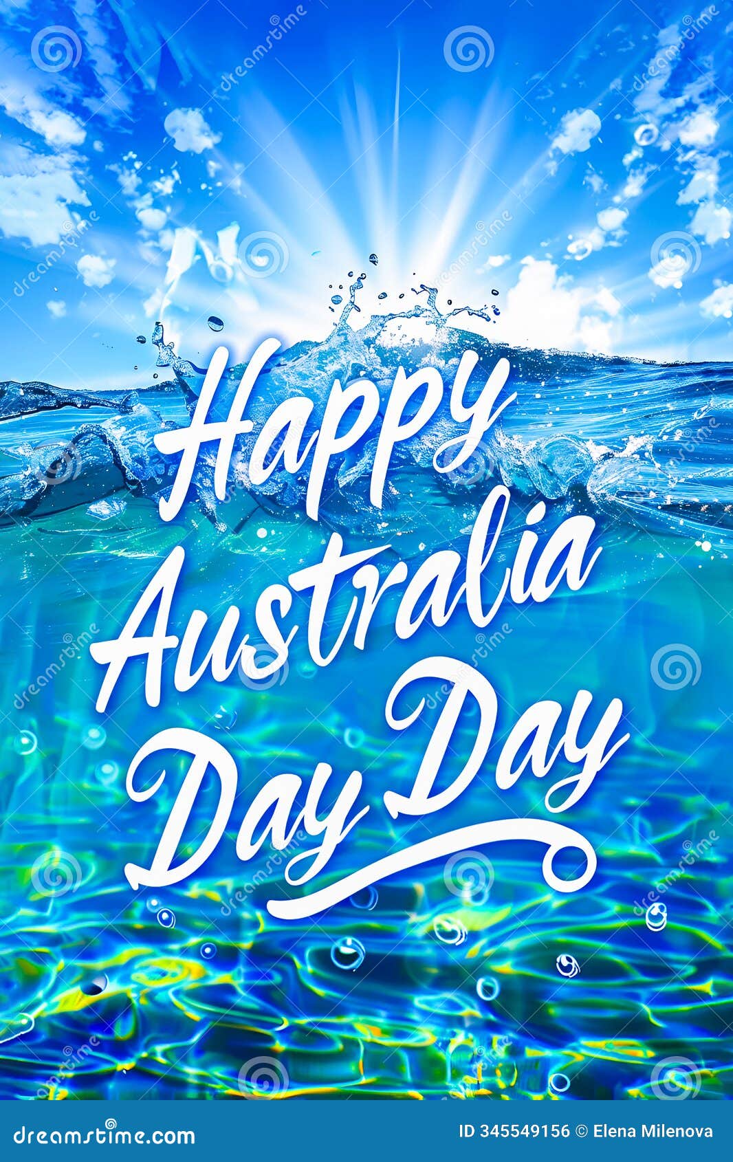 Text Australia Day on Ocean Background Stock Photo - Image of happy ...