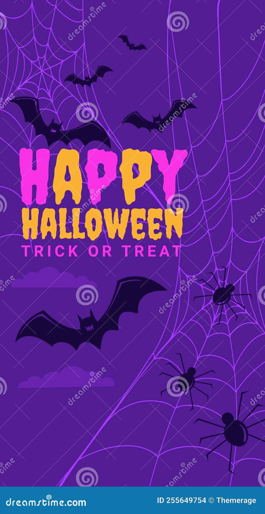 Text Happy Halloween And Trick Or Treat Against The Night Sky With Bats