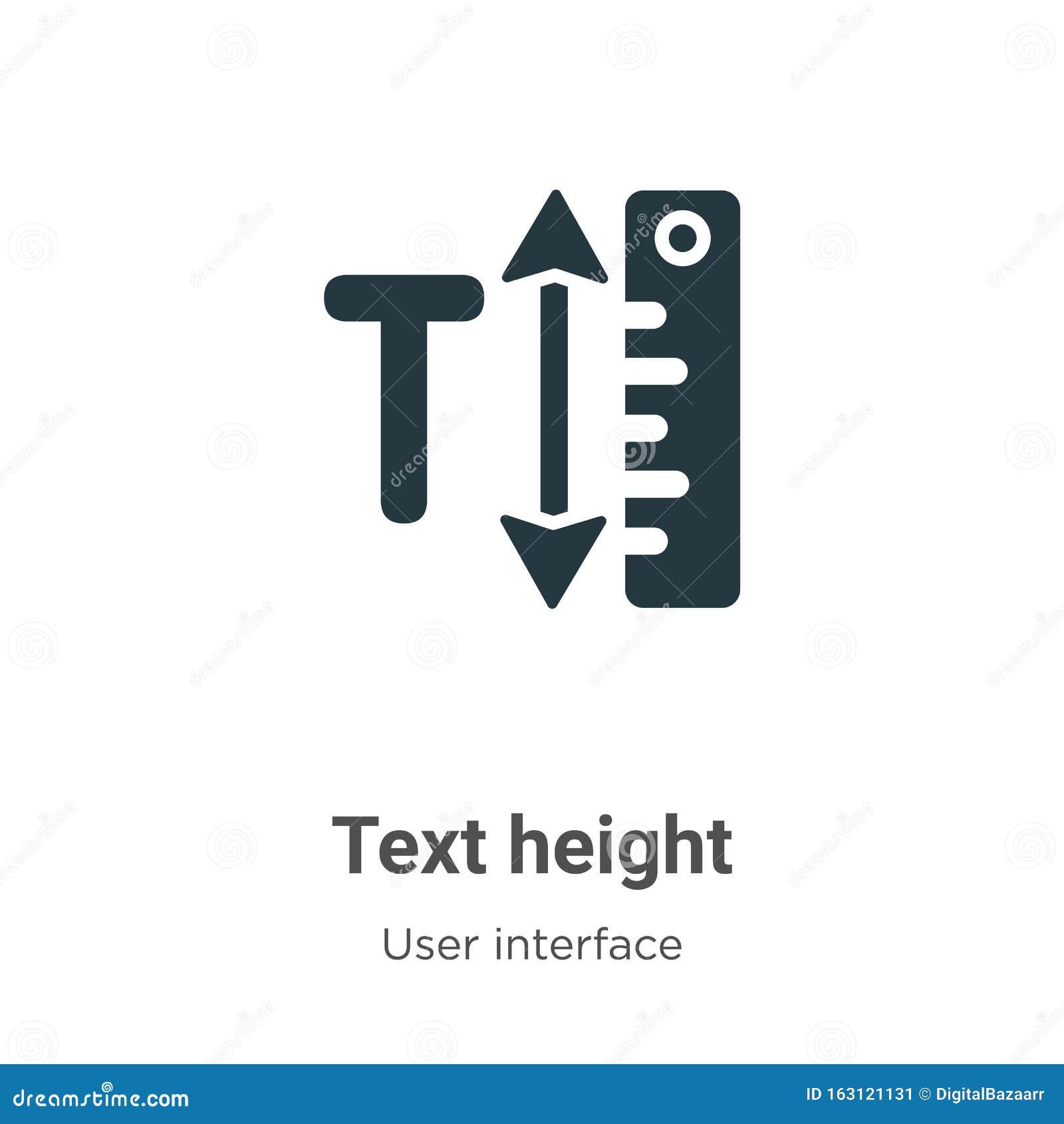 Text Height Vector Icon on White Background. Flat Vector Text Height ...