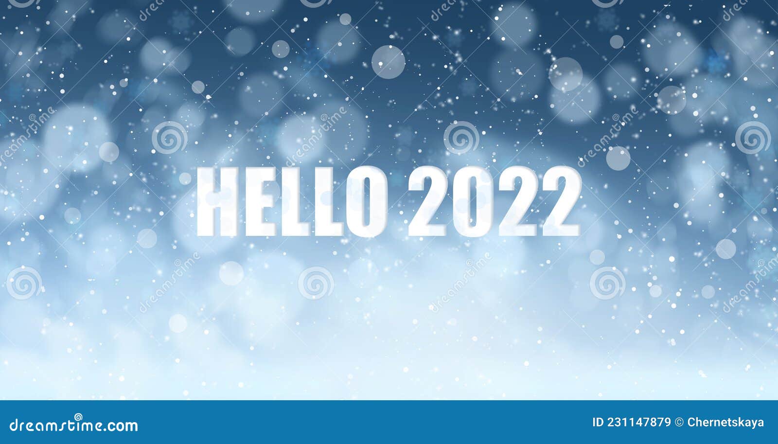 Text Hello 2022 on Blue Background, Bokeh Effect. Banner Design Stock ...