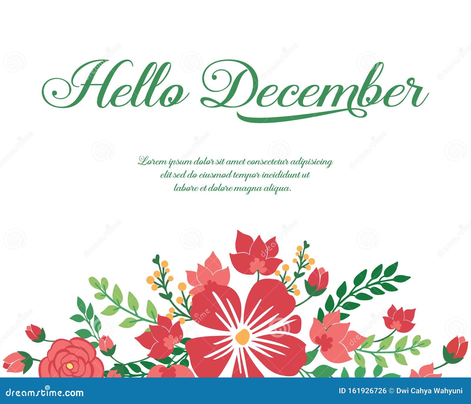 Text of Hello December Background, with Seamless Red Flower Frame ...