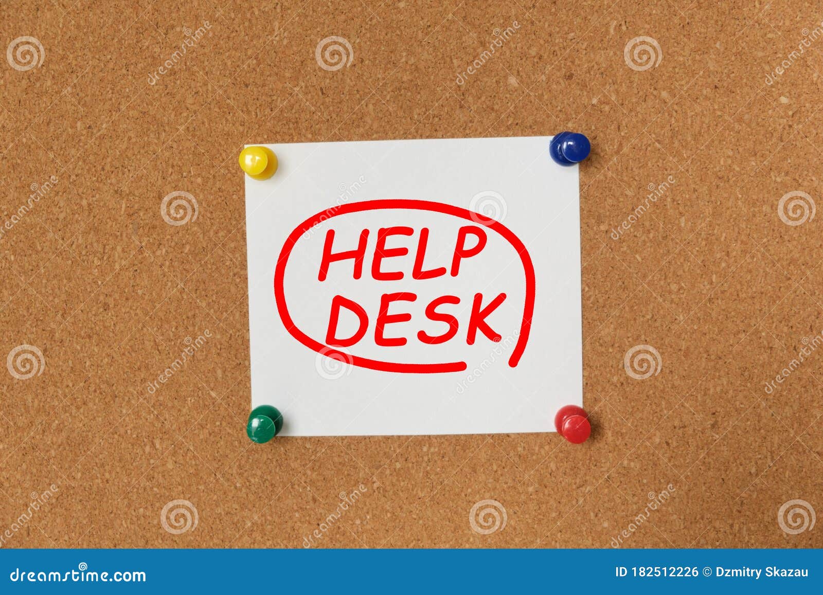 Text HELP DESK Written on a Sticker Stock Photo - Image of card, cork ...