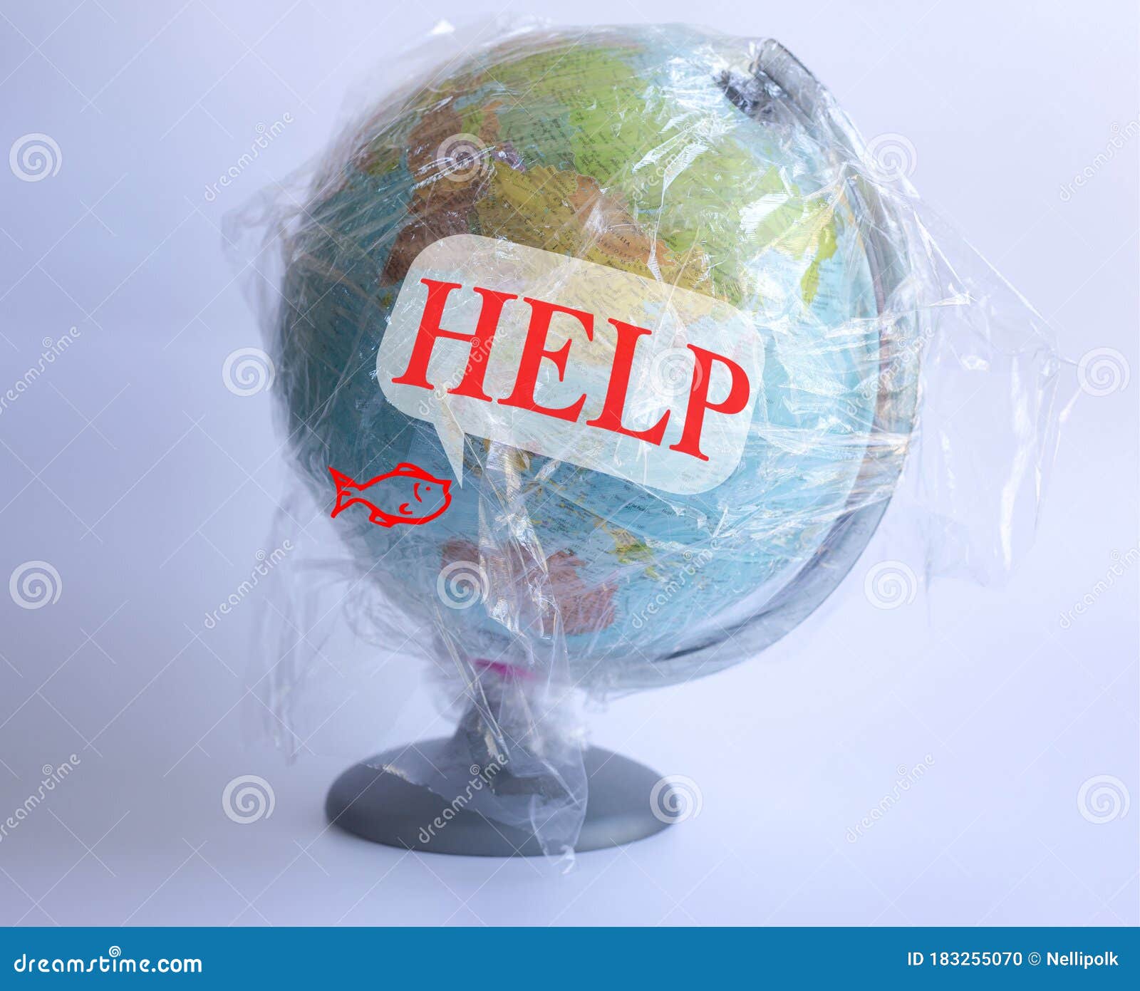 Text Help Me and Model Planet Earth in Polyethylene Plastic Disposable ...