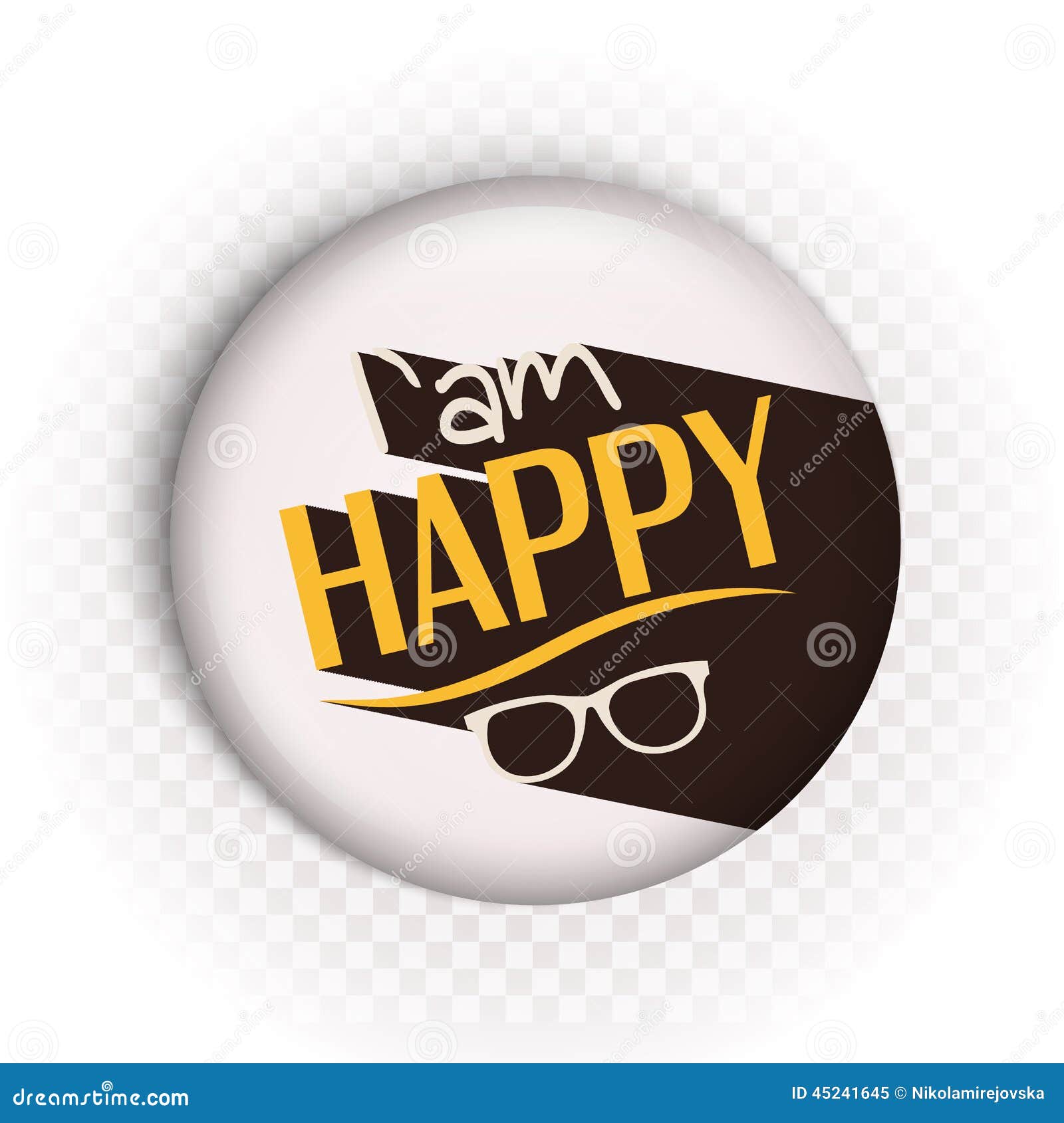 Text i am happy on badge. stock vector. Illustration of design - 45241645