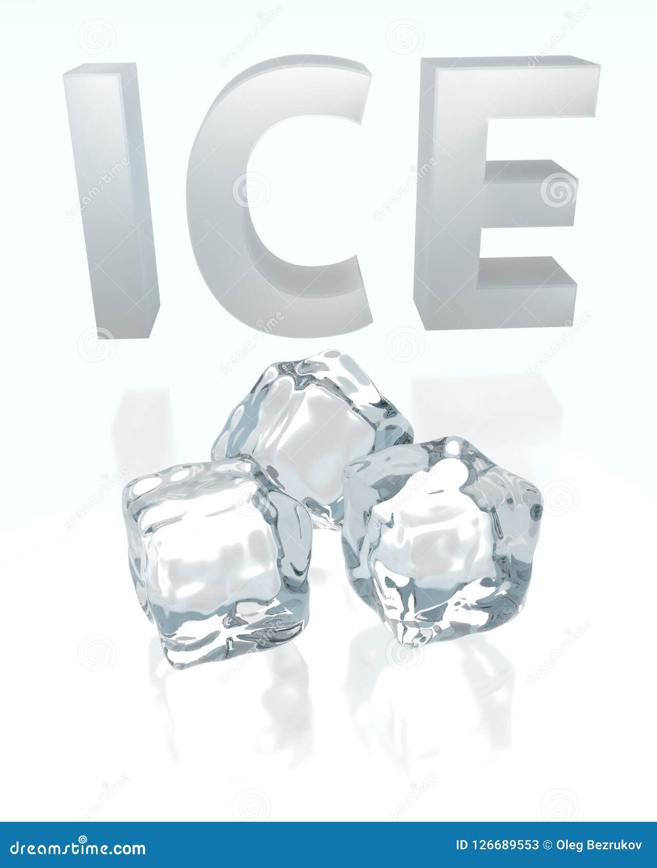 Text `ice` and cubes. 3D stock illustration. Illustration of cube ...