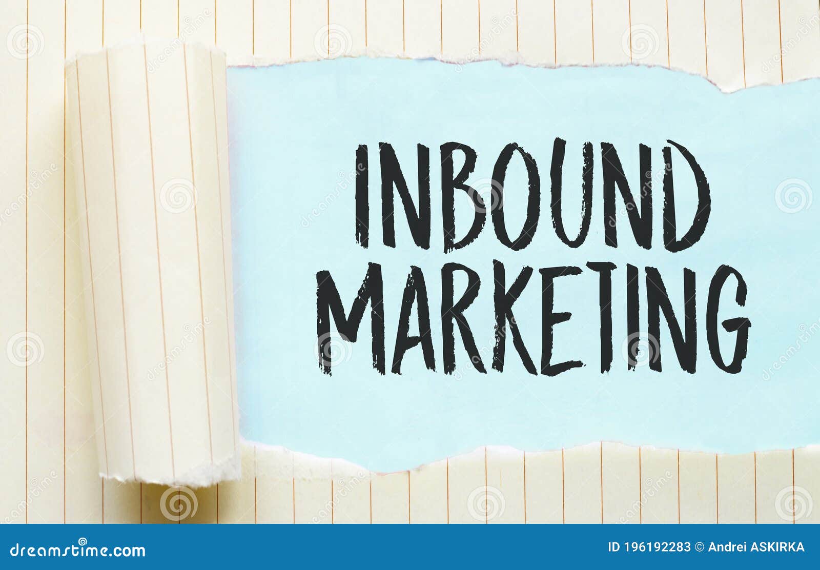 The Text INBOUND MARKETING Appearing Behind Torn White Paper Stock ...