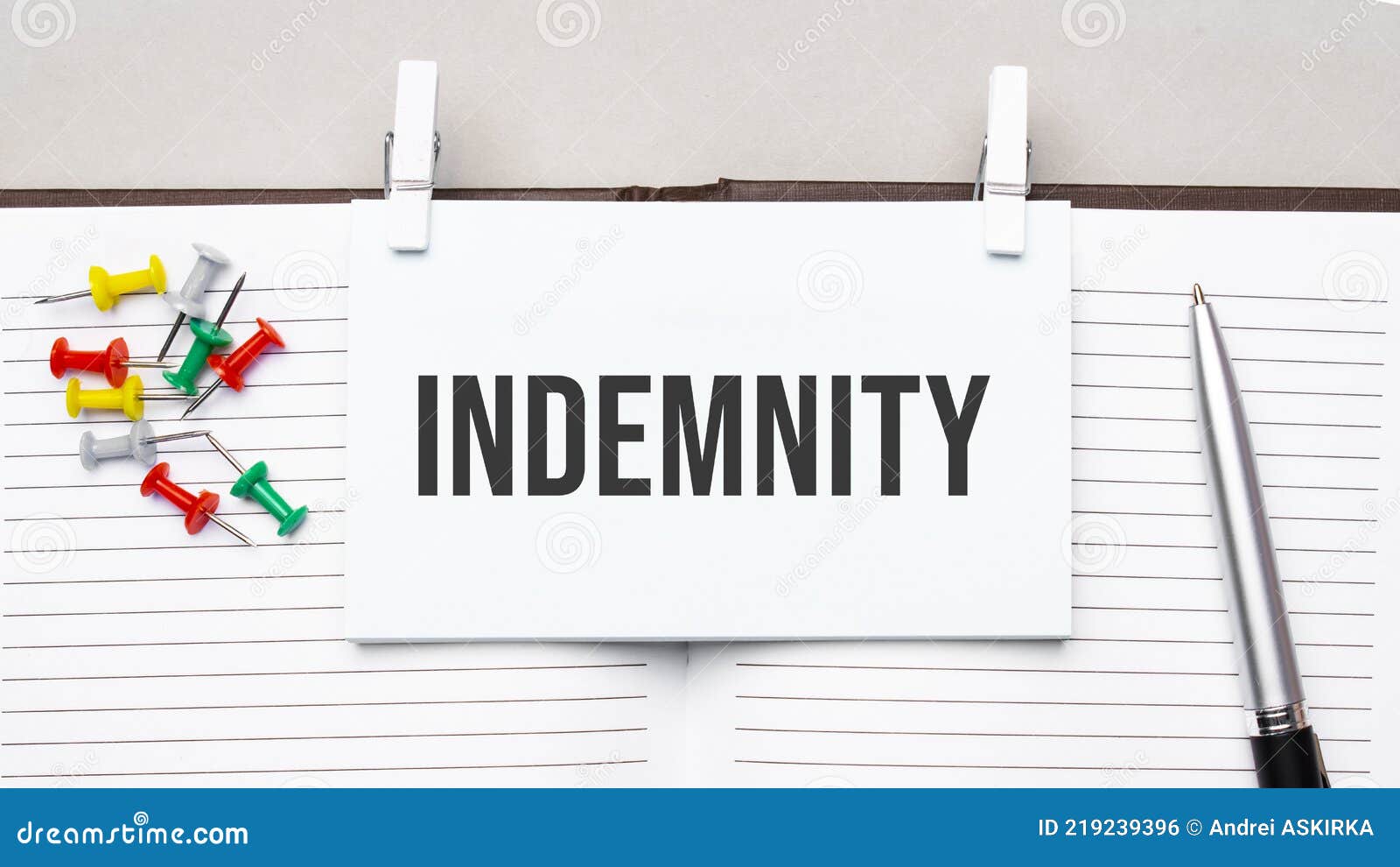 Text Indemnity on Stickers on the Diary with Office Tools Stock Photo ...