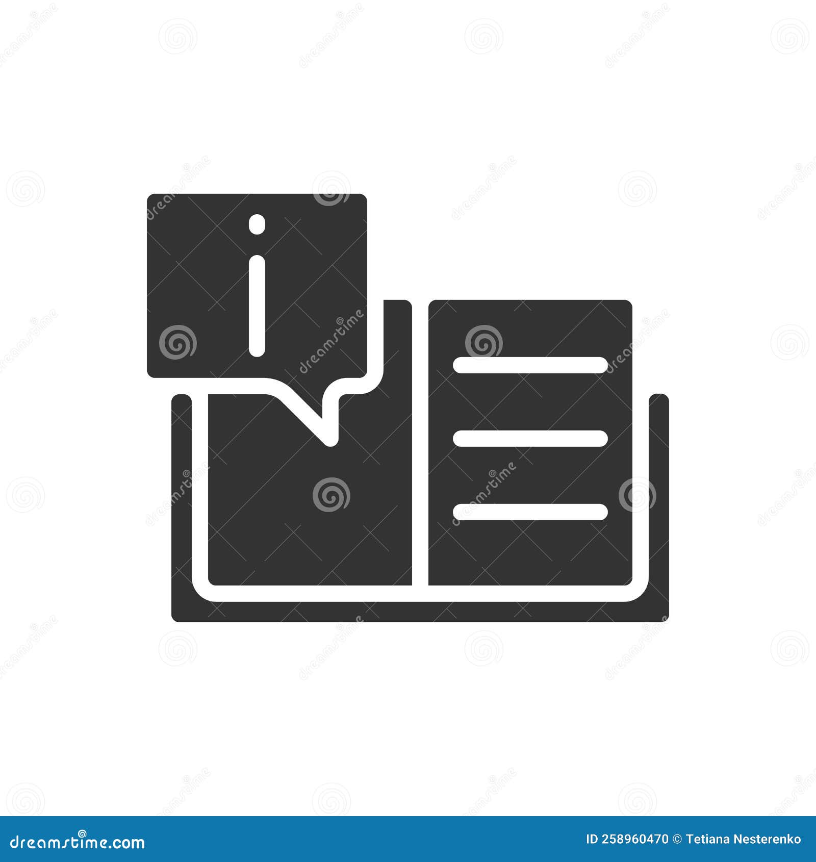 Text Information Black Glyph Icon Stock Vector - Illustration of read ...