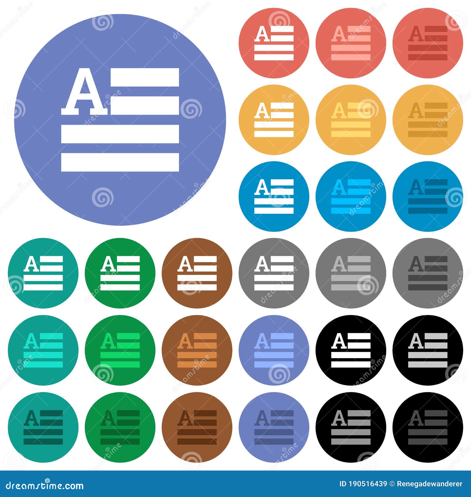 Text Initials Round Flat Multi Colored Icons Stock Vector ...