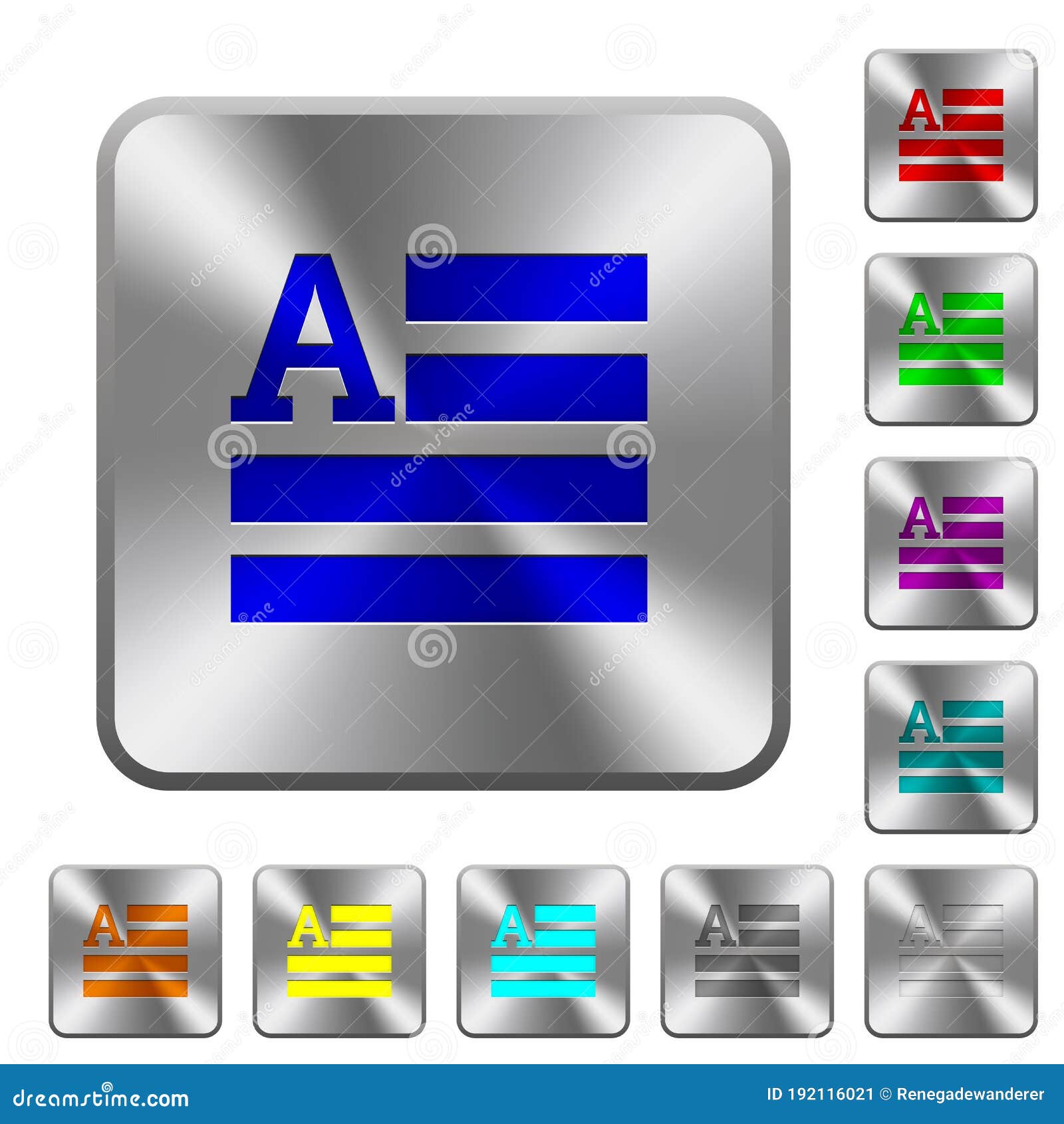 Text Initials Rounded Square Steel Buttons Stock Vector - Illustration ...