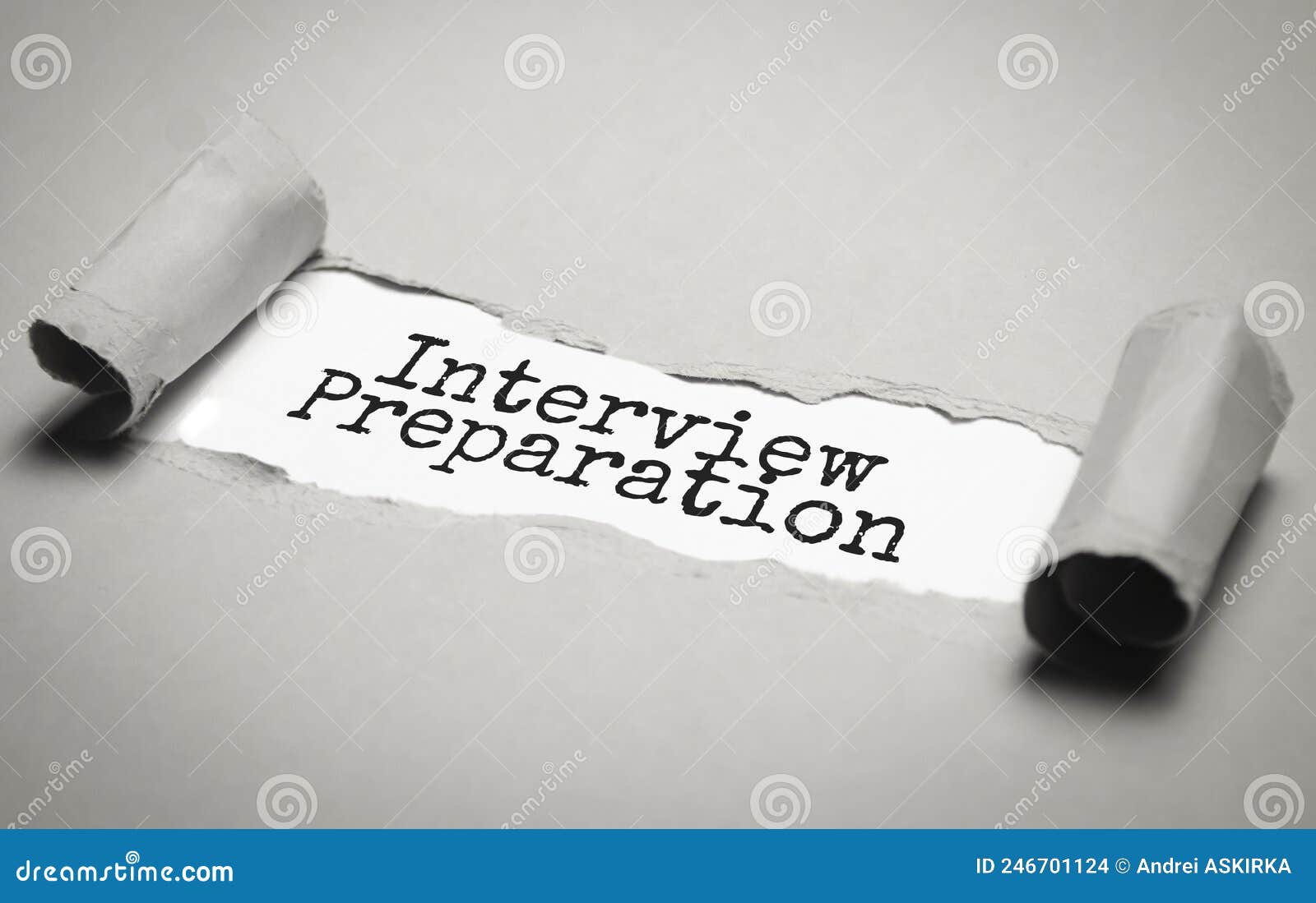 The Text Interview Preparation Appearing Behind Torn Brown Paper Stock ...