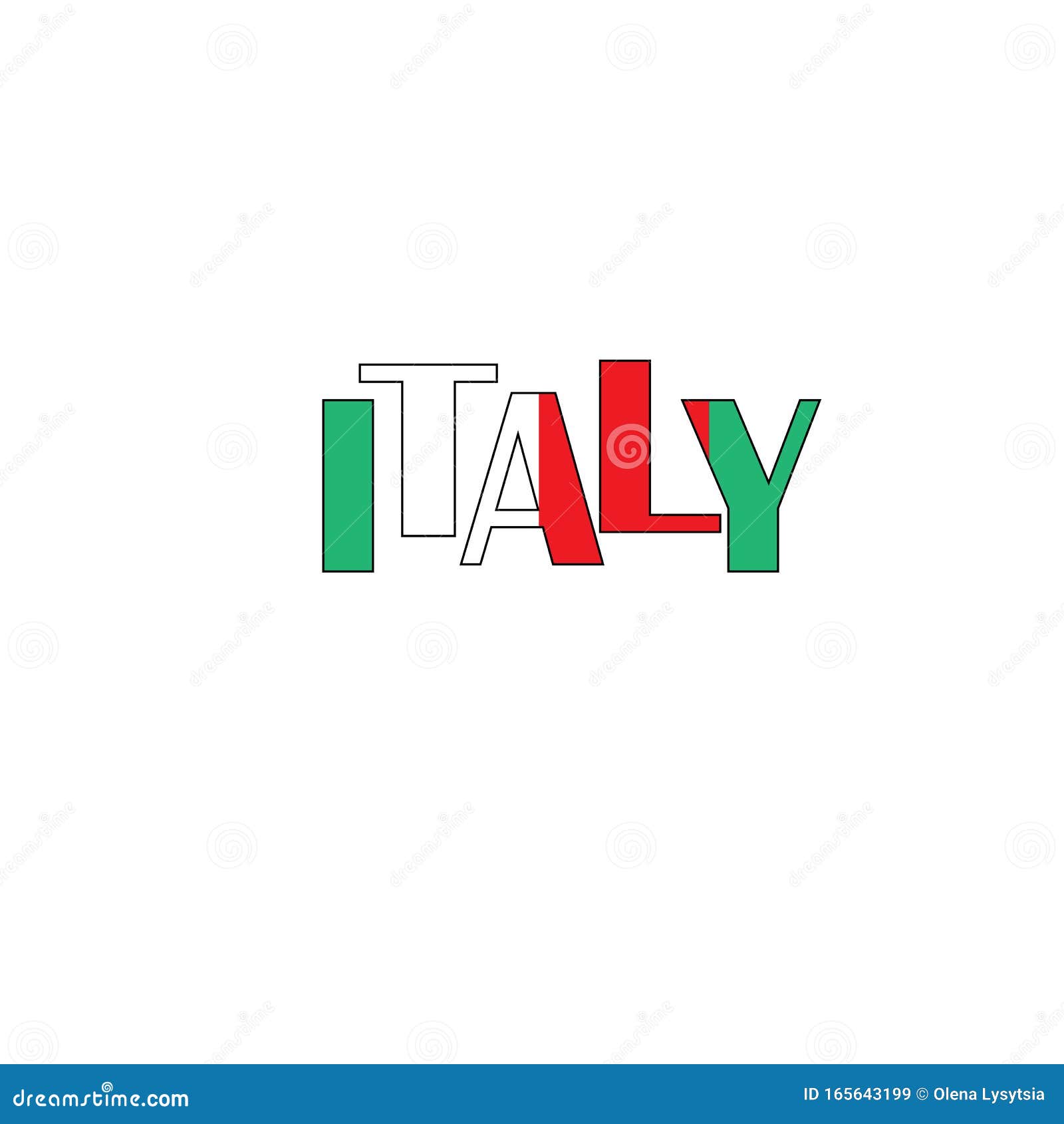 Text Italy Painted in Flag Colors. Stock Vector - Illustration of ...