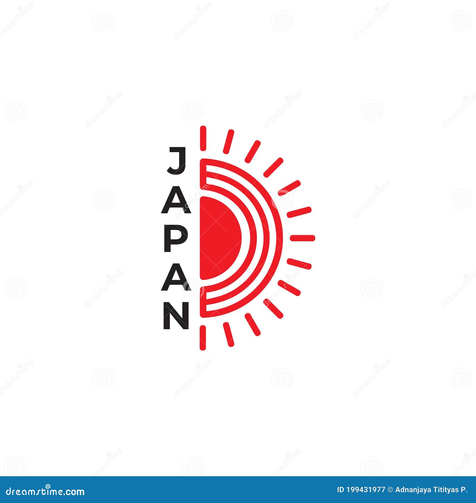Text Japan Sun Rays Symbol Decoration Vector Stock Vector ...