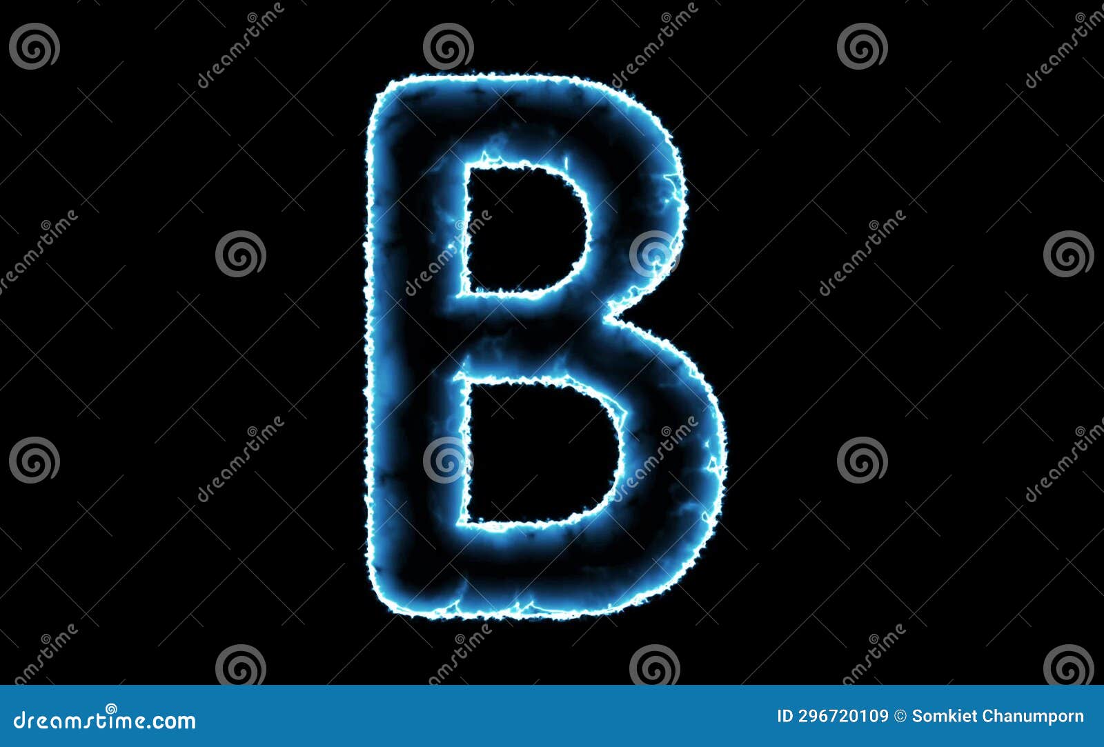 Text 4K Animation Blue Lights Form Letter B on Black Background Stock ...