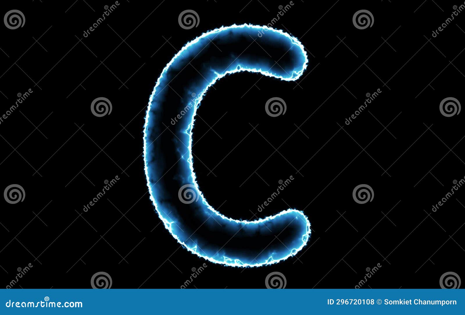 Text 4K Animation Blue Lights Form Letter C on Black Background Stock ...