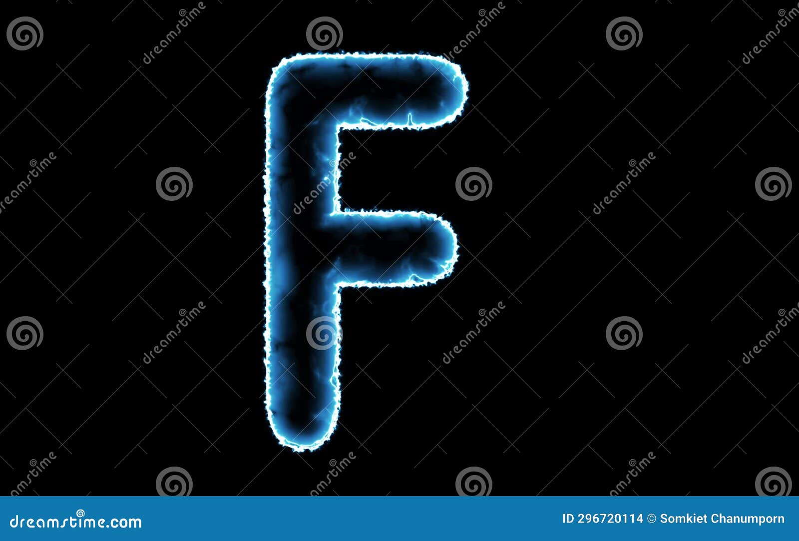 Text 4K Animation Blue Lights Form Letter F on Black Background Stock ...