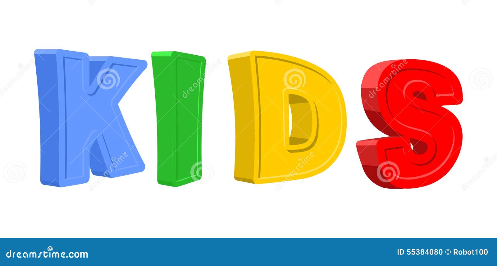 Text KIDS Of Colorful Cartoon Characters. Vector Illustration Stock ...